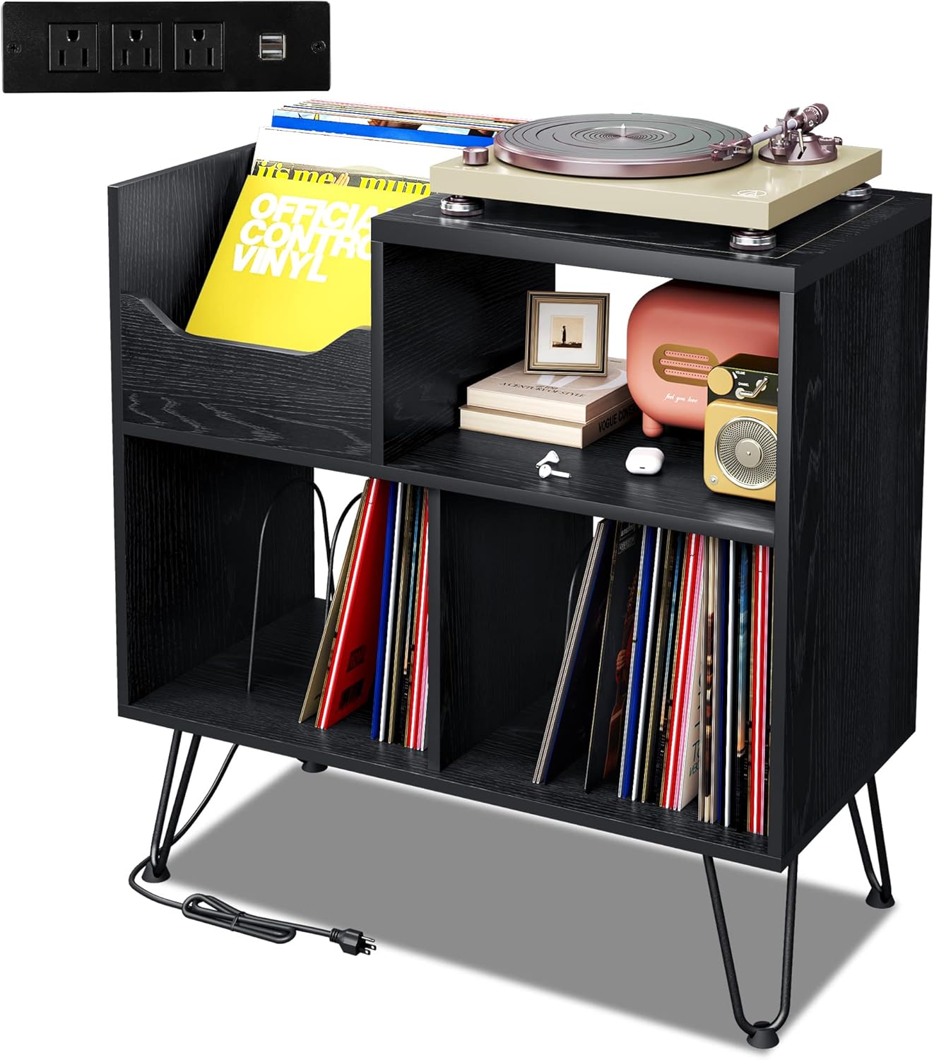 Amazon.com: TC-HOMENY Record Player Stand with Vibration-Isolated ...