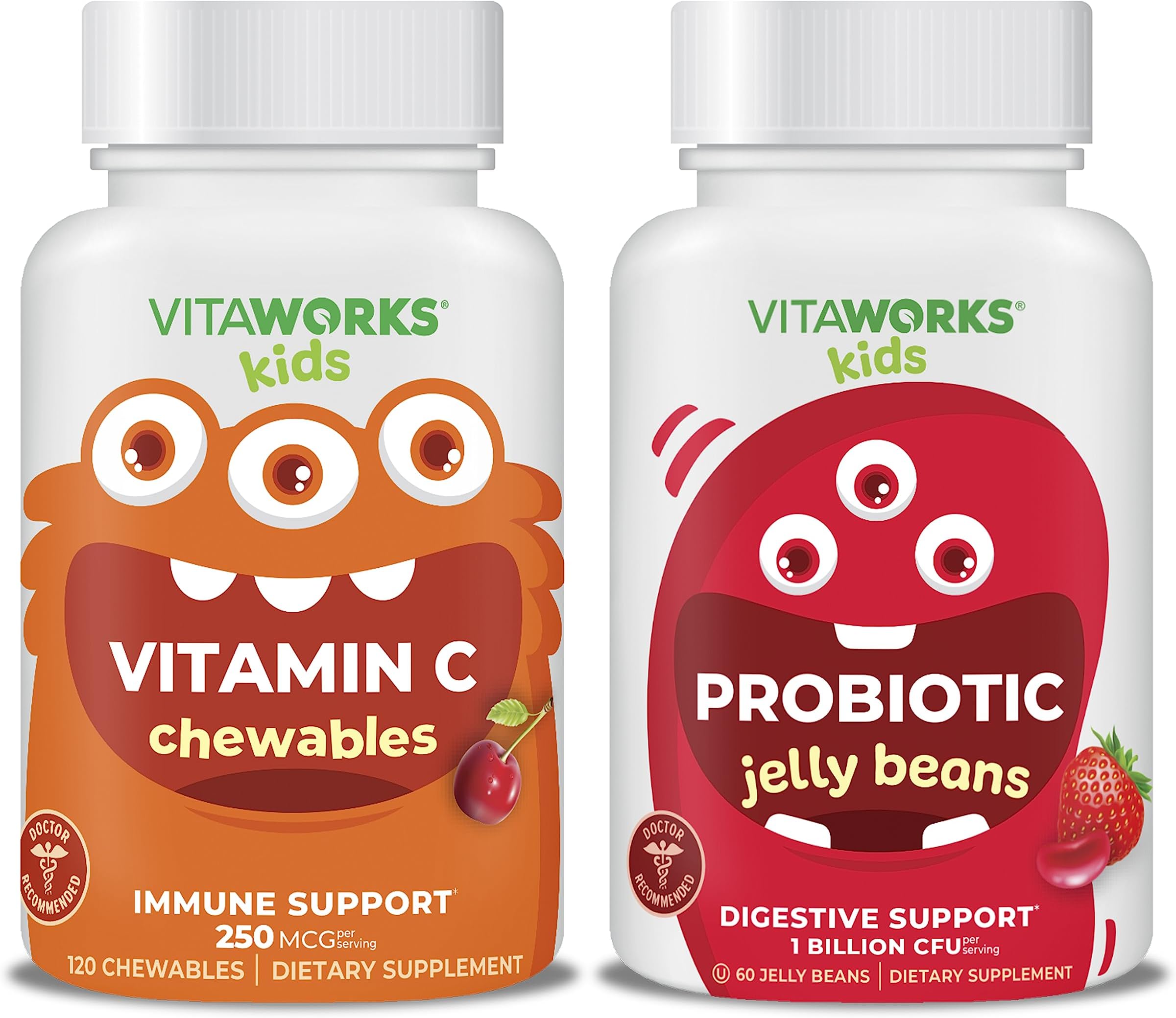 Amazon.com: VitaWorks Kids Vitamin C 250mg Chewables + Probiotic 1 ...