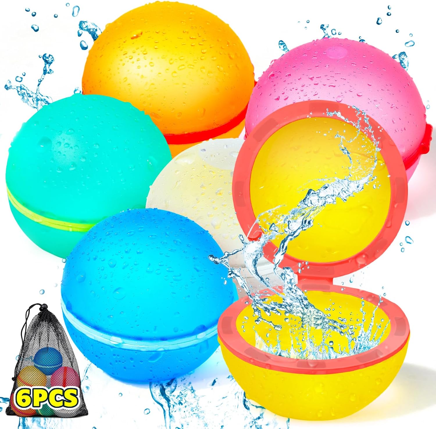 Reusable Water Balloons,Silicone Refillable Water Balloons Bombs Quick ...
