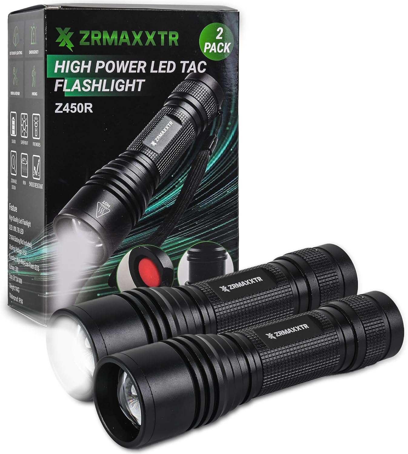 ZRMAXXTR Tactical Led Flashlight 2 Pack - Our Tactical Flashlight ...
