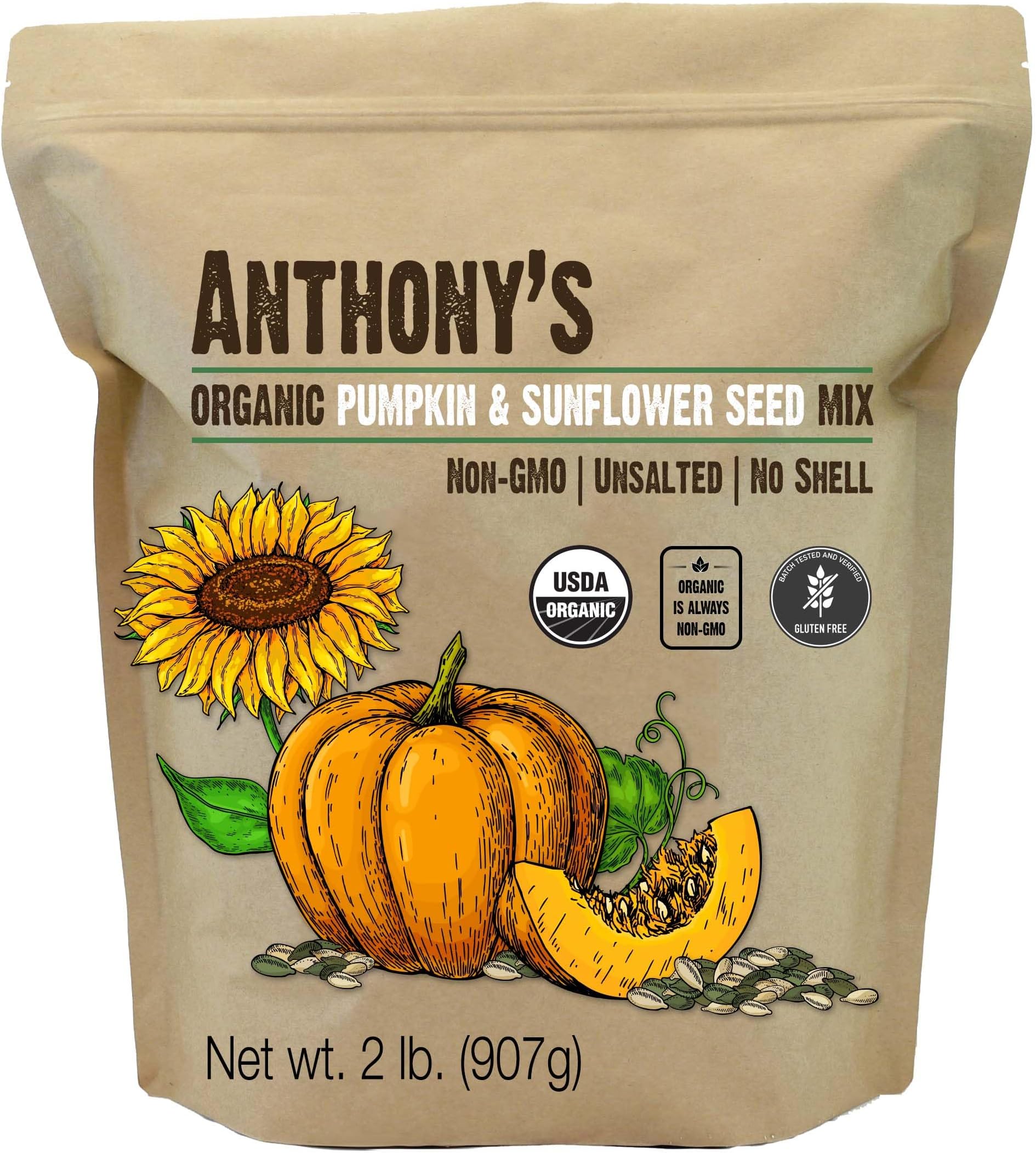 Amazon.com : Anthony's Organic Pumpkin and Sunflower Seed Mix, 2 lb ...