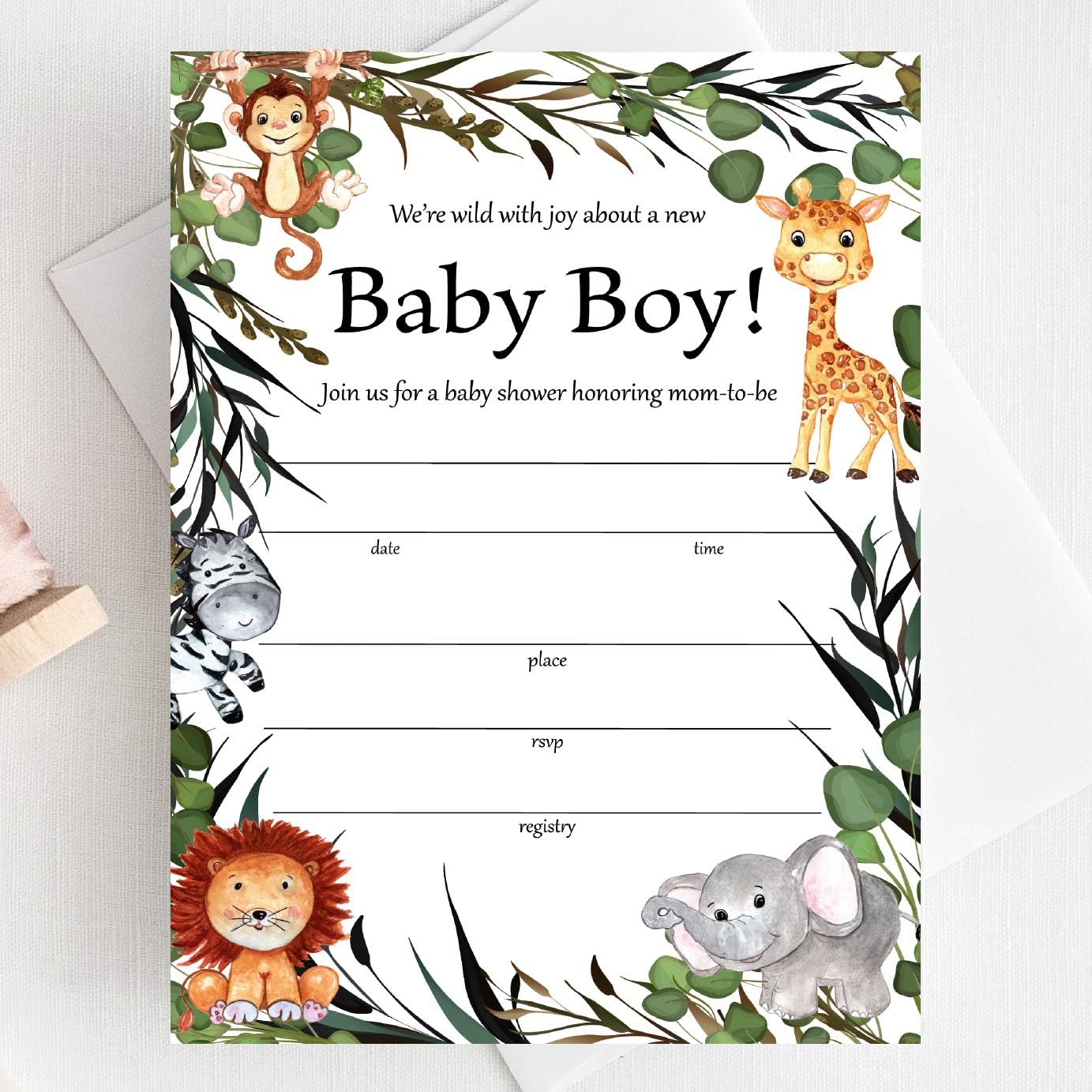 Amazon.com : Moonrise Papery Set of 25 Safari Theme Baby Shower ...