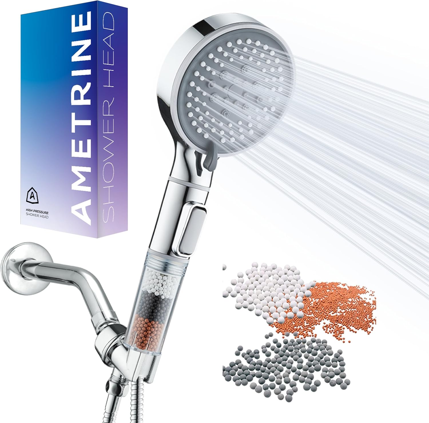 High Pressure Handheld Shower Head with 5 Spray Modes, Ionic Filter ...