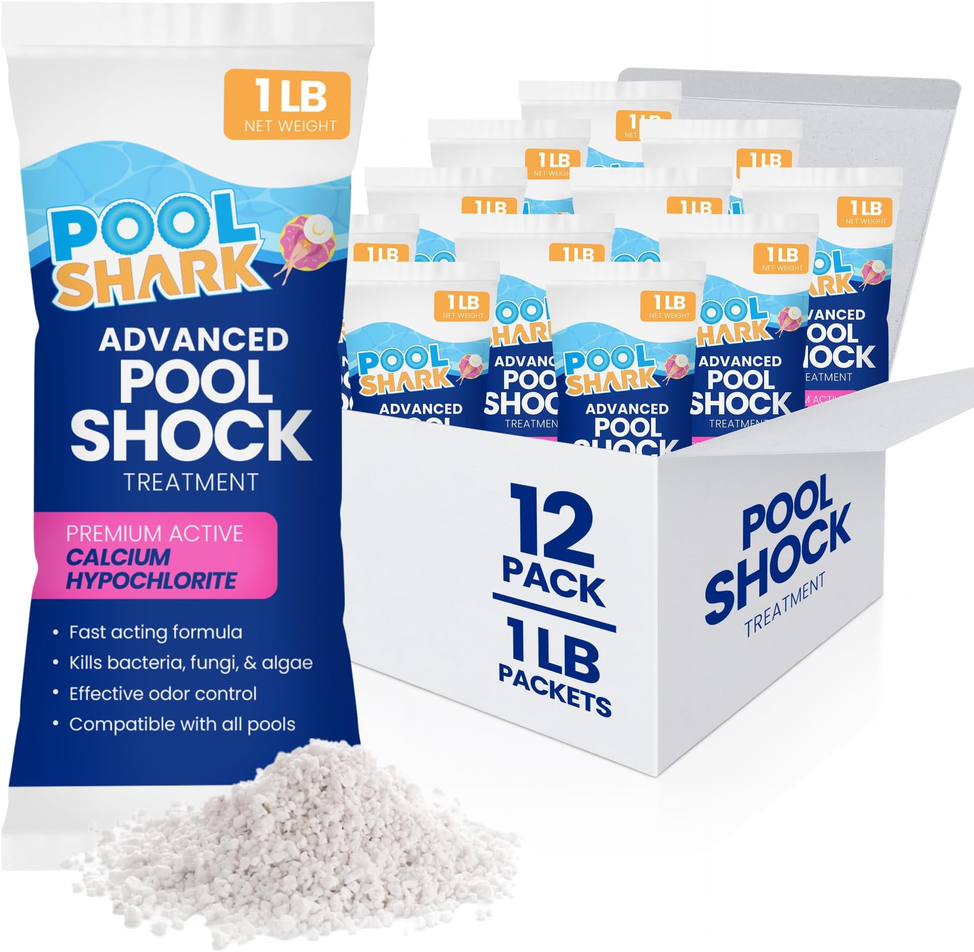 Amazon.com : Re-Fresh Chlorine Pool Shock - 12 X 1 lb. bags : Patio ...