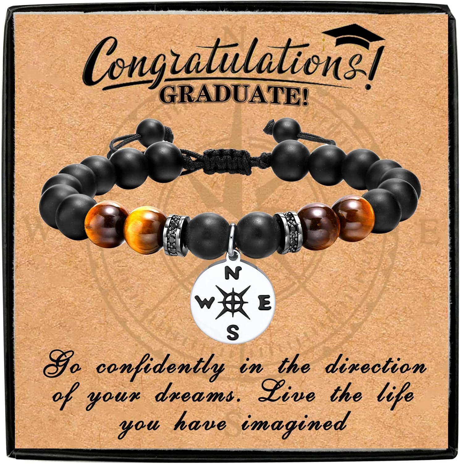 Amazon.com: MEALGUET Graduation Bracelet for him,Tiger's Eye Stone and ...
