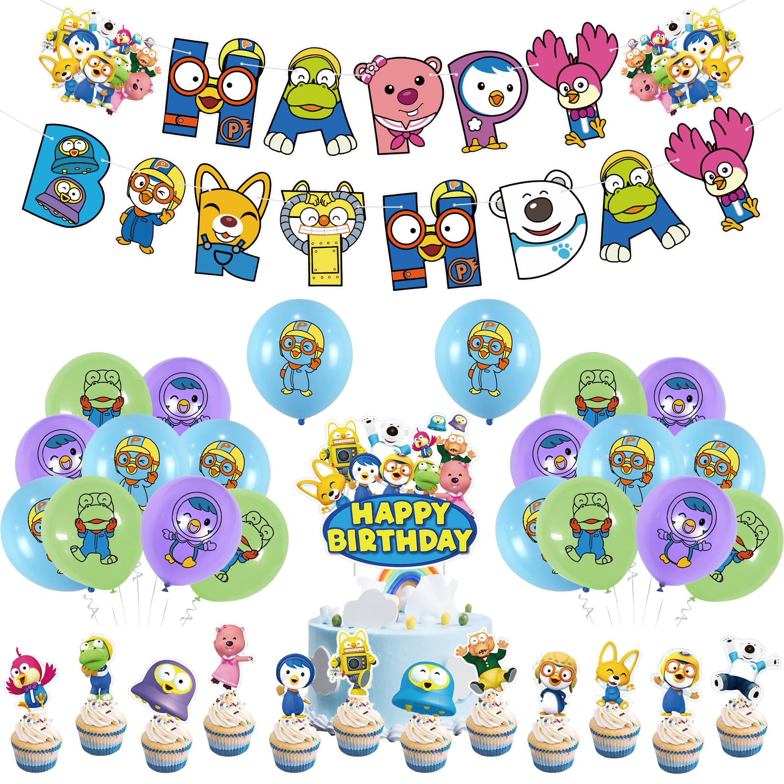 Buy Pororo Birthday Decoration Pororo Birthday Party Supplies Pororo ...