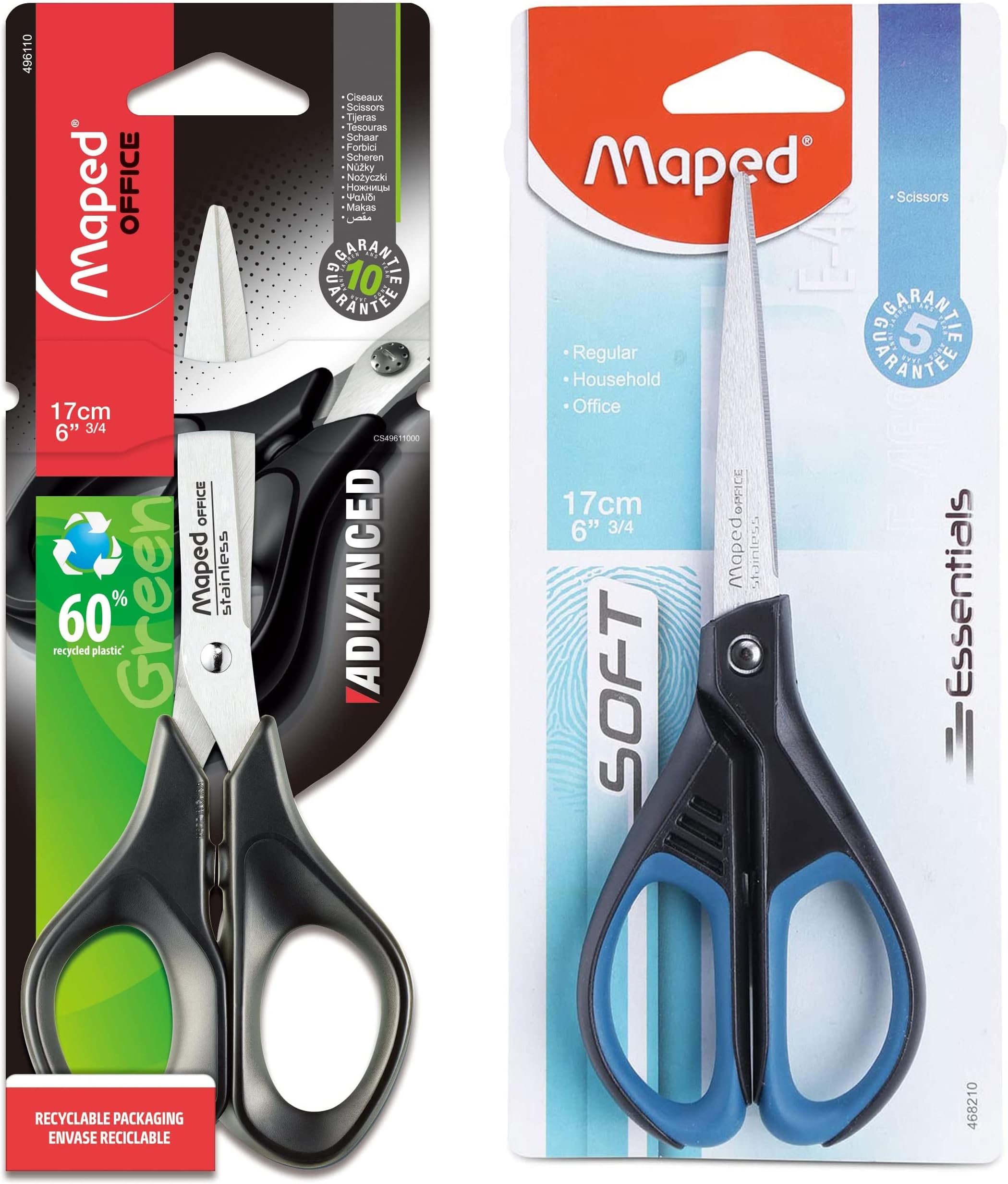 Maped Essential Soft 17cm Scissor & Maped Advanced 17cm Scissor : Amazon.in
