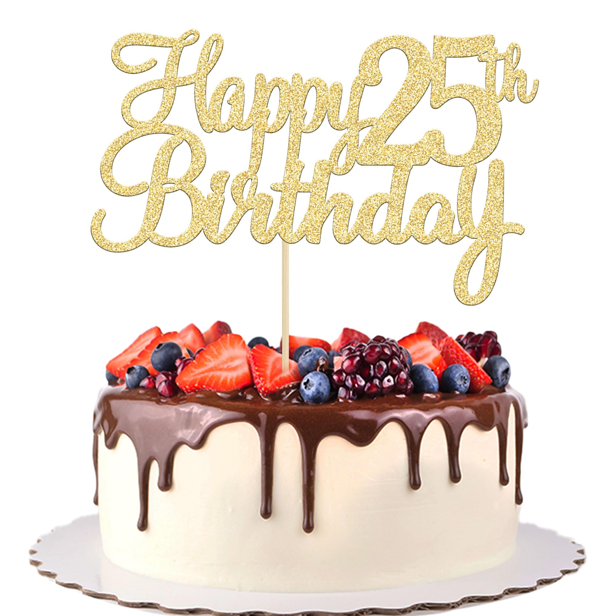 Amazon.com: Gyufise 1Pc Happy 25th Birthday Cake Topper Glitter 25th ...