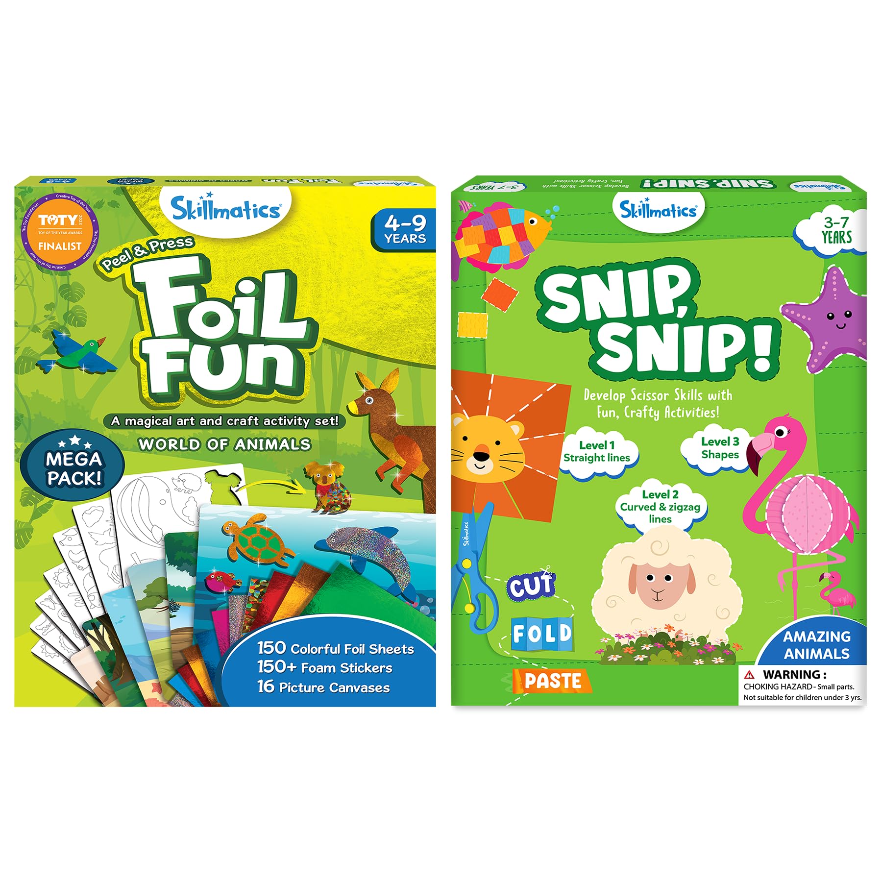 Amazon.com: Skillmatics Foil Fun Animal Mega Pack & Snip, Snip Animals ...