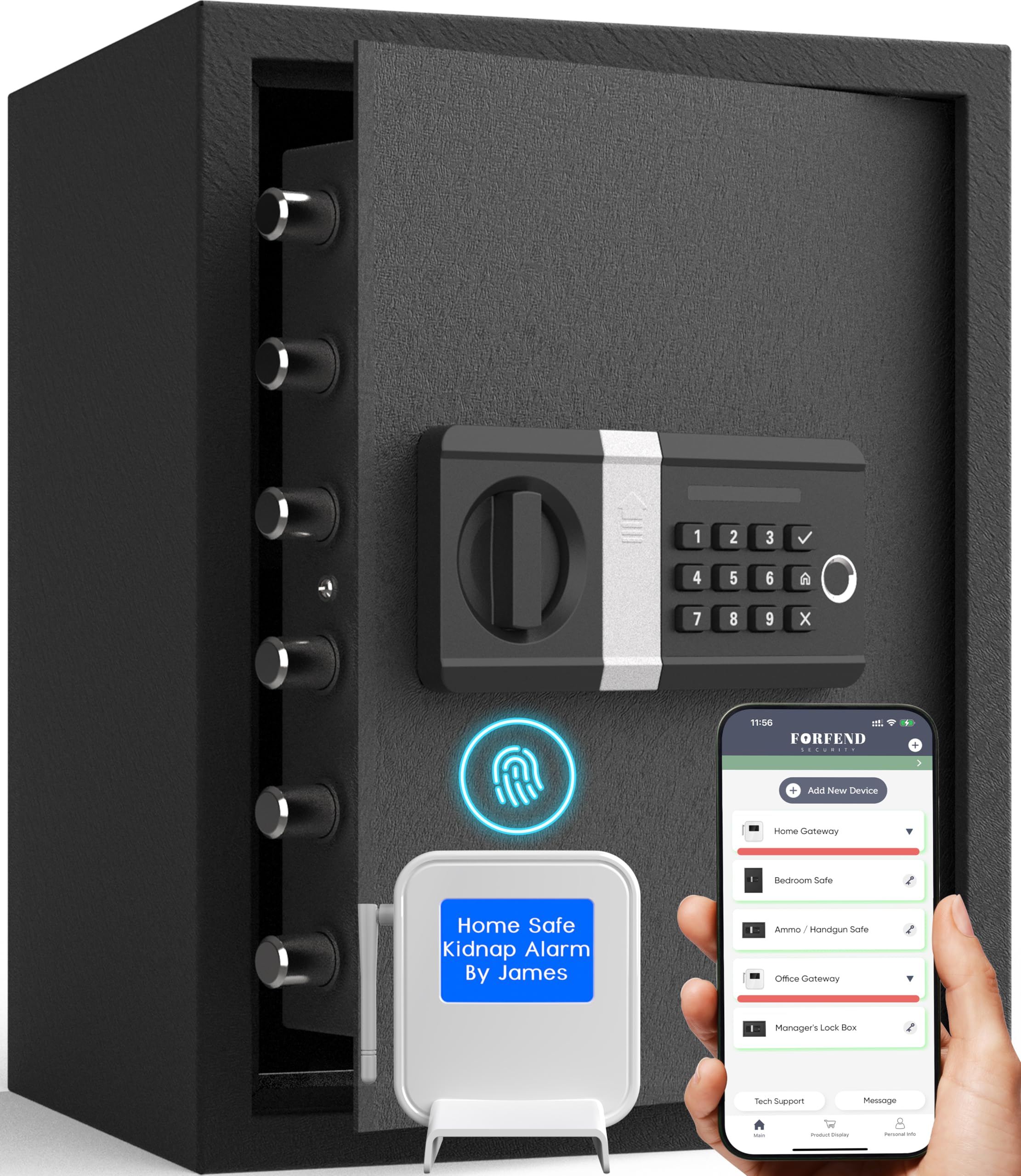 FORFEND Smart Home Safe | WiFi Safe Box App Lock/Alarm | Voice Command ...