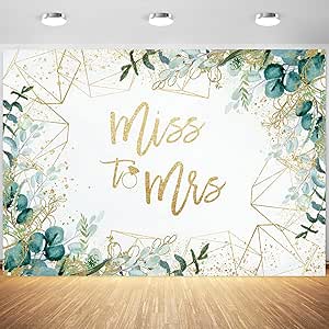 Amazon.com : 12x8ft Miss to Mrs Backdrop Wedding Greenery Eucalyptus ...