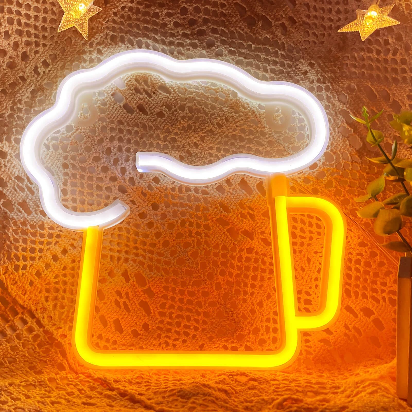 VIFULIN Beer Neon Sign Neon Beer Signs, LED Beer Sign Beer Light up ...