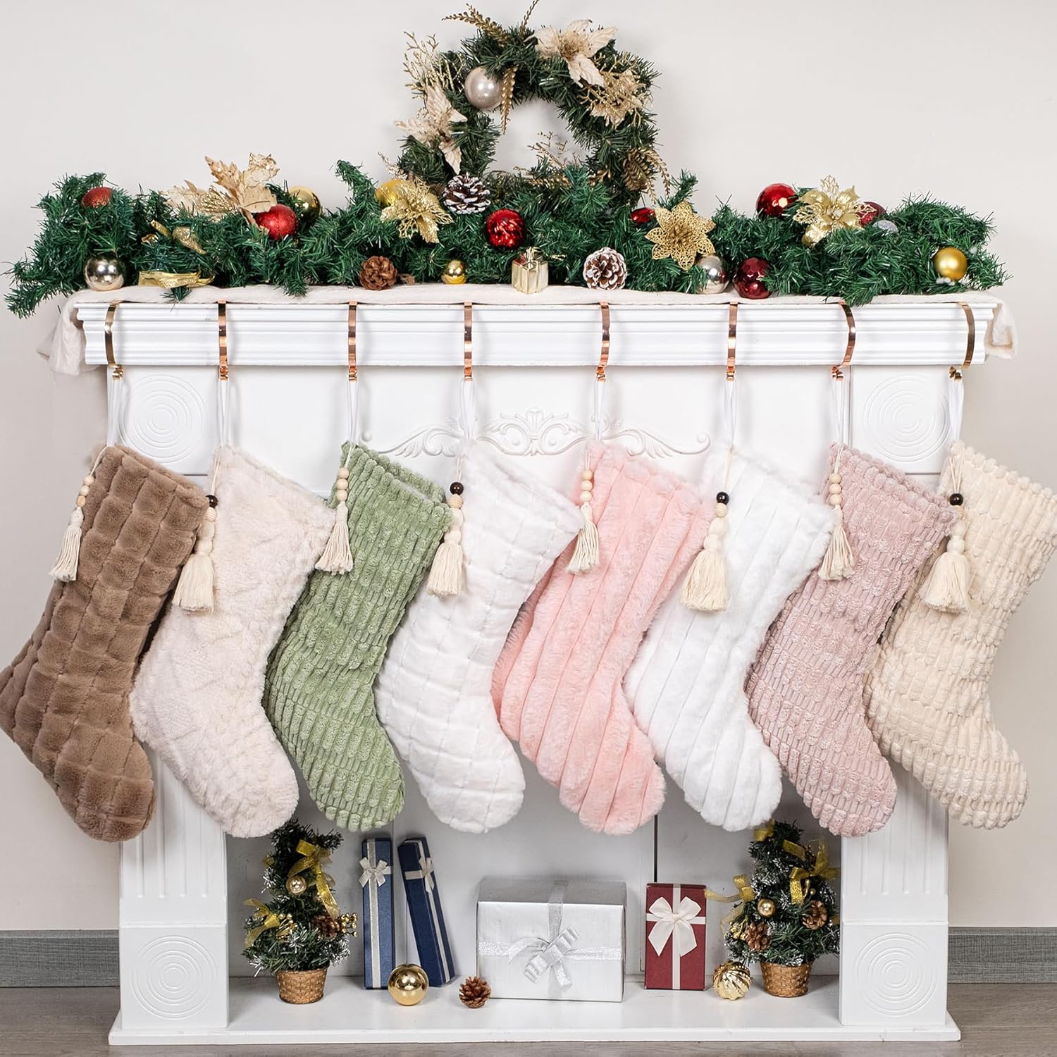 Amazon.com: GEX 2025 Christmas Stockings 8 Pack for Family 20" Large Rustic Farmhouse Country ...