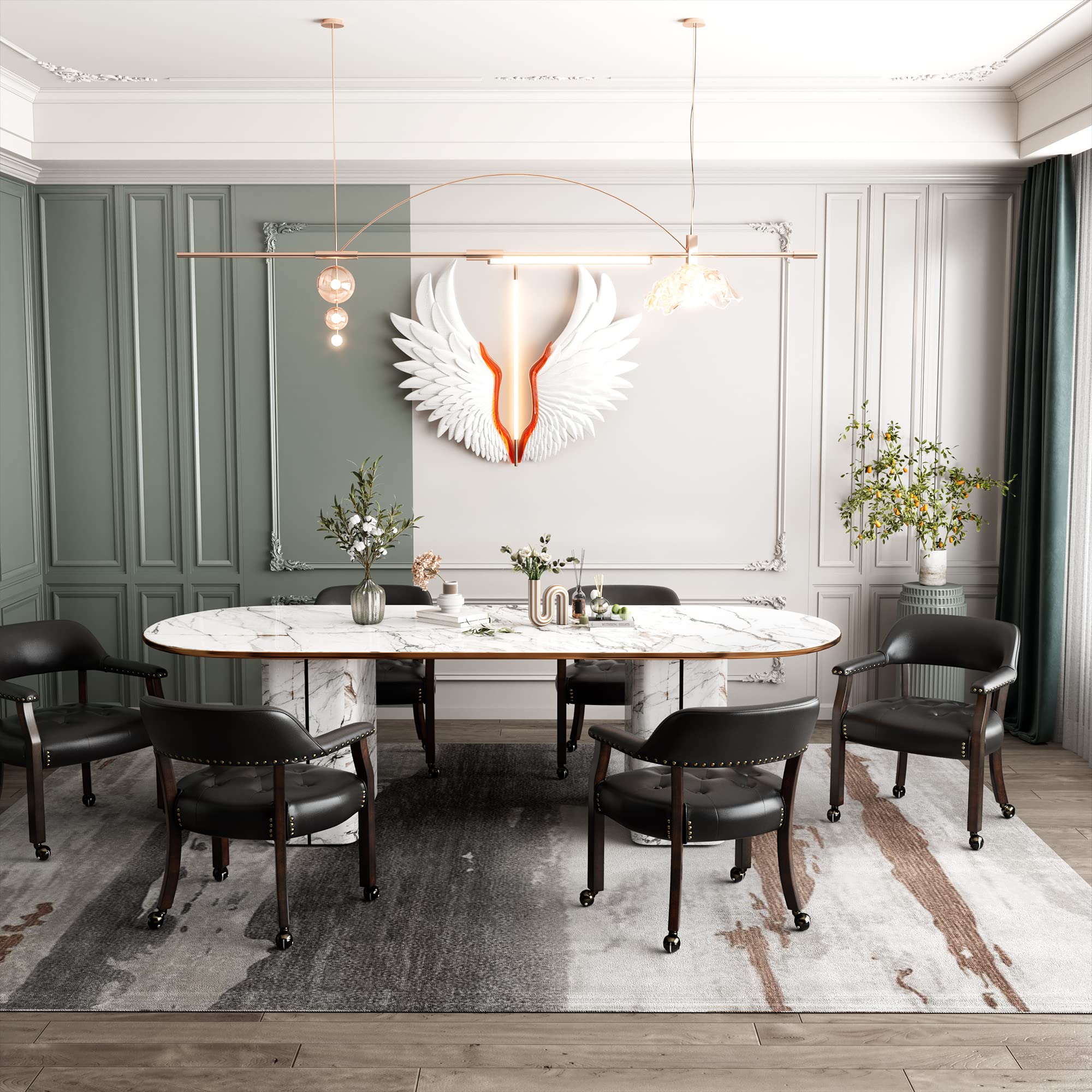 Amazon.com: JESONVID Set of 6 Dining Chair with Casters Accent Kitchen ...