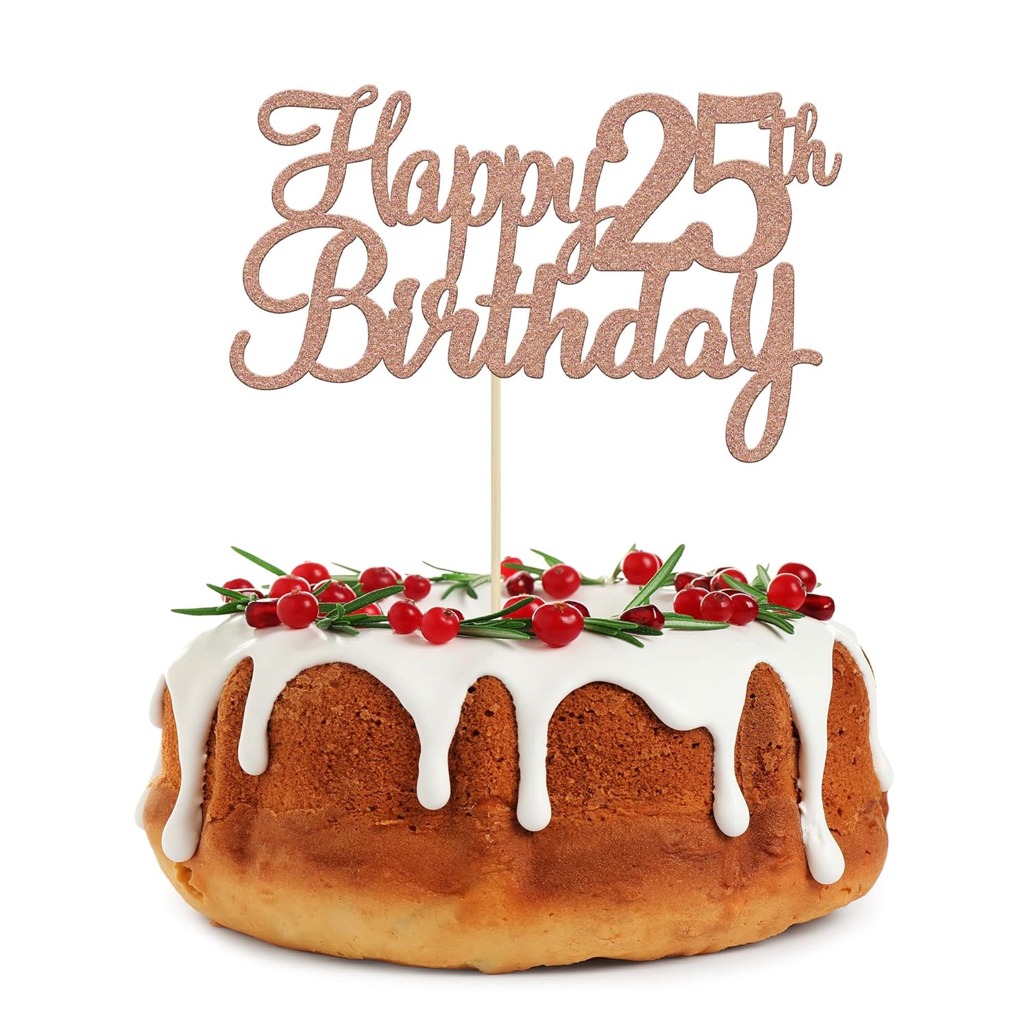 Amazon.com: Gyufise 1Pc Happy 25th Birthday Cake Topper Glitter 25th ...