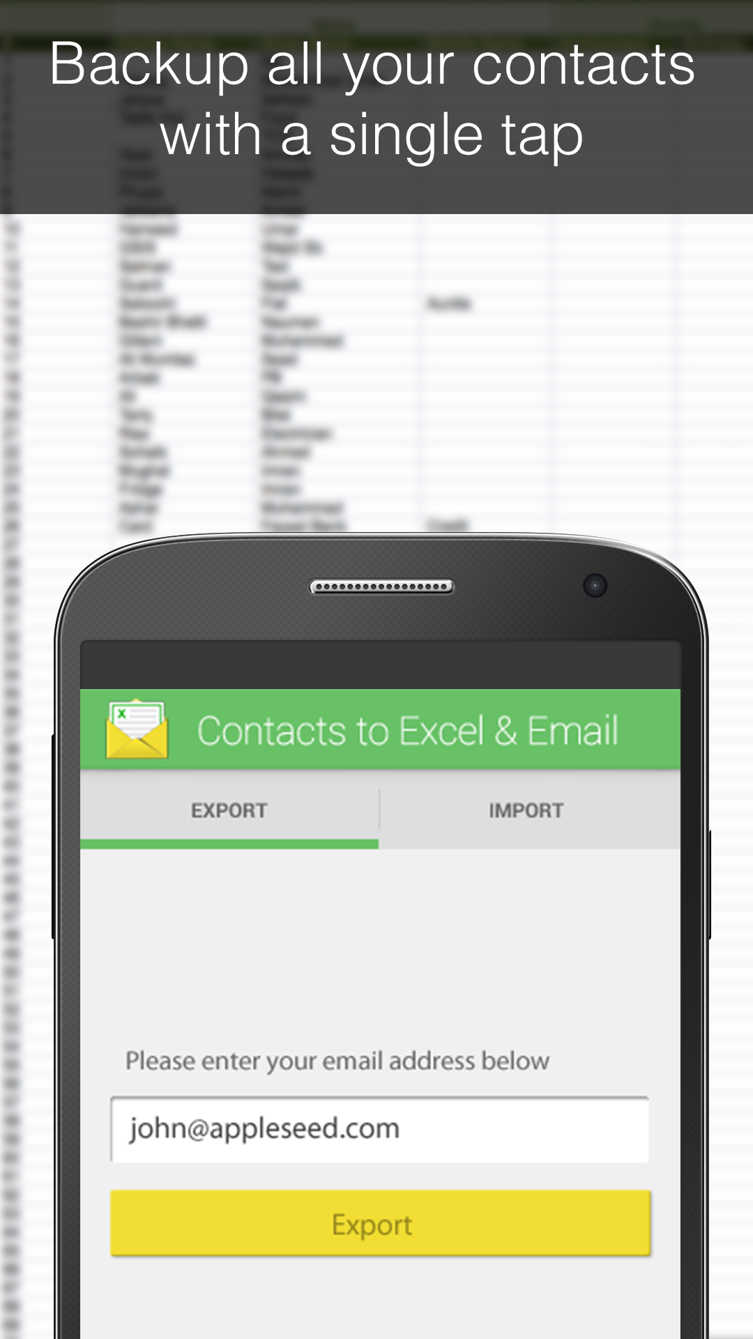 Contacts Backup -- Excel & Email Support - App on Amazon Appstore
