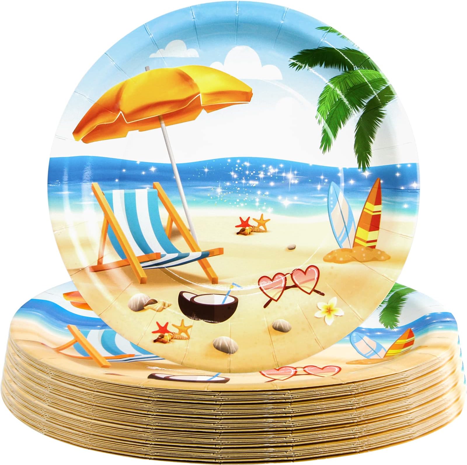 Amazon.com: BLUE PANDA 48 Pack Pink Beach Paper Plates for Cake ...