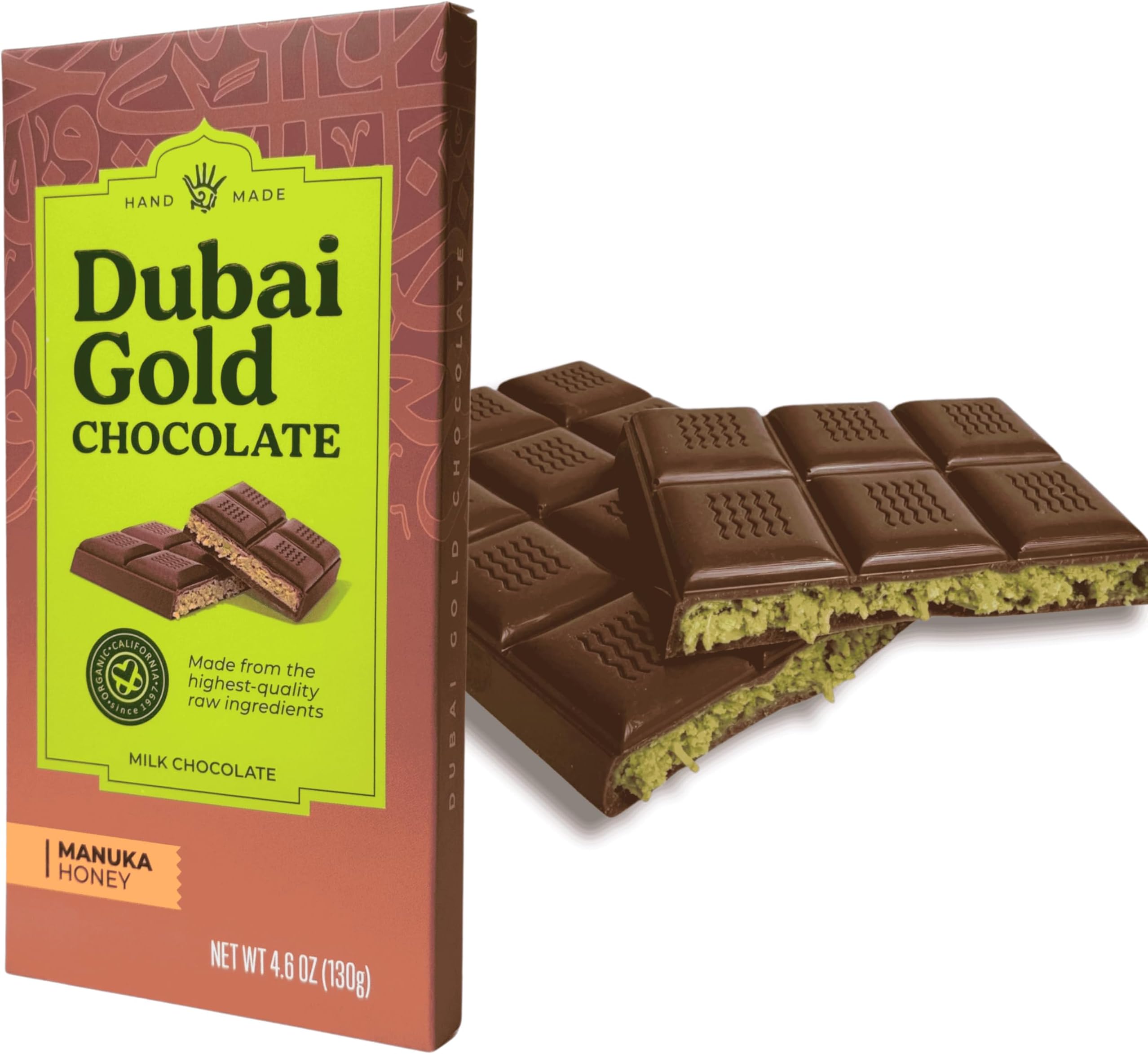 Amazon.com : Dubai Chocolate 7oz Kunafa Pistachio Rich Milk Chocolate ...
