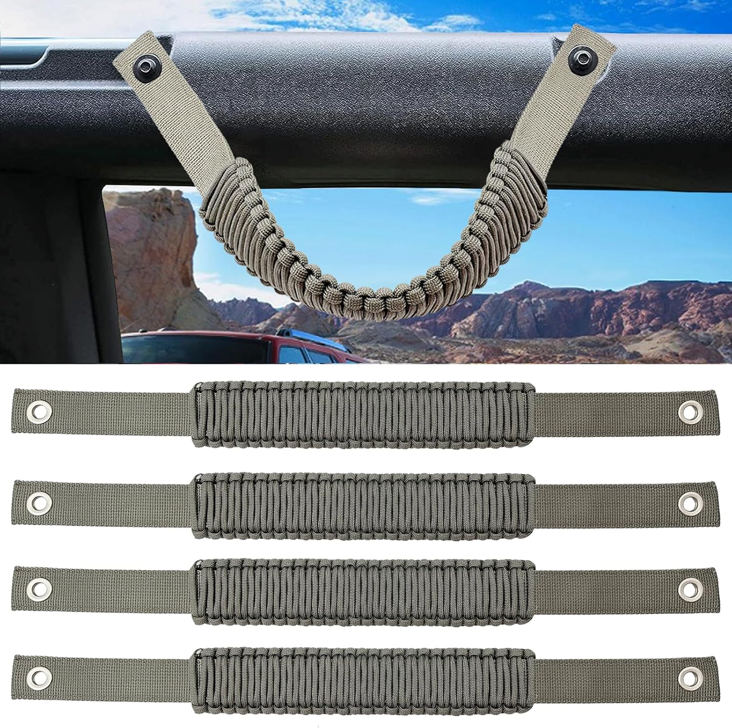 Amazon.com: KKIKK Bronco Grab Handles, 4 Pack Automotive Paracord Roll ...