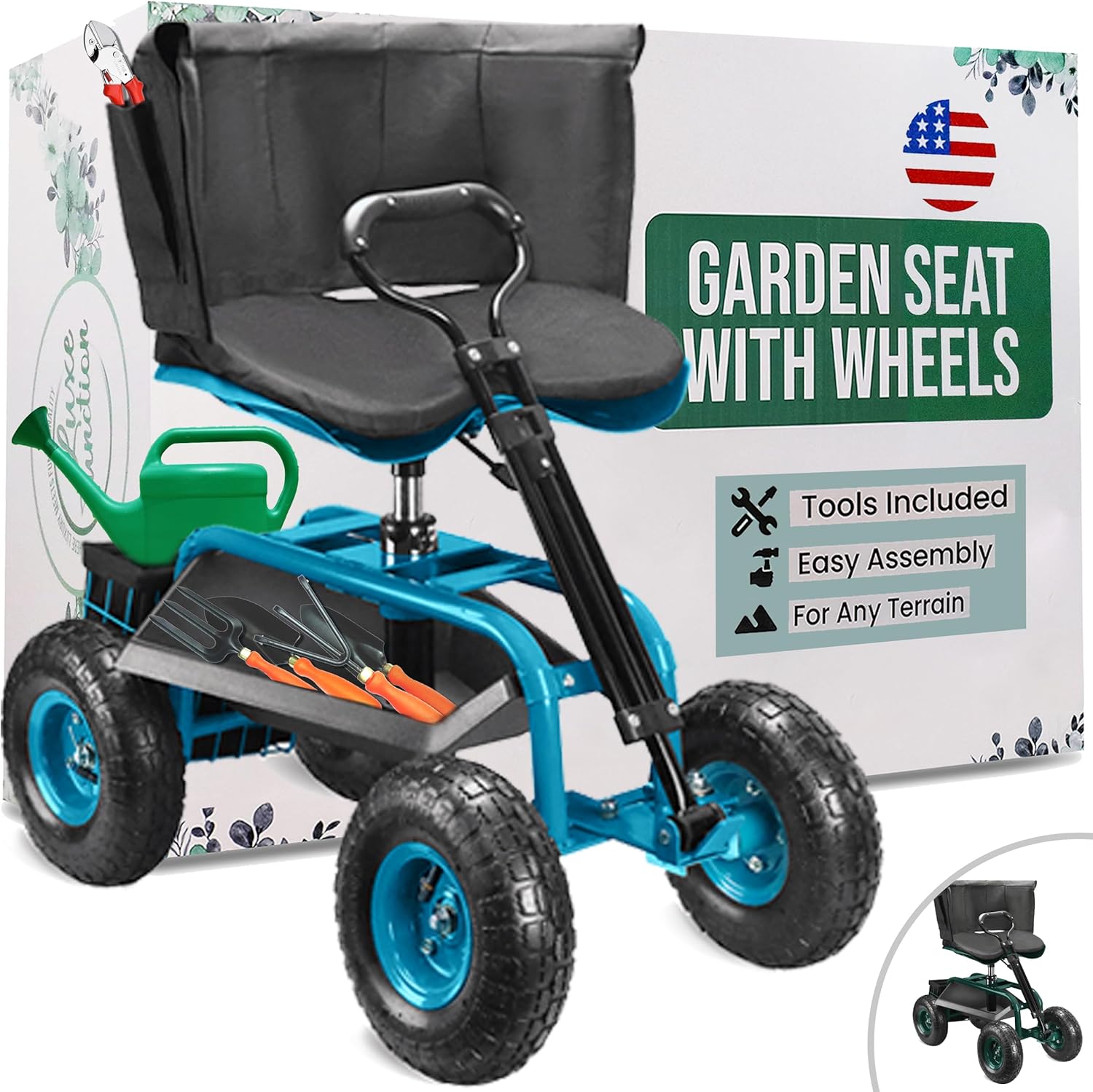 Amazon.com: Luxe Function Garden Seat with Wheels – Adjustable 360 ...