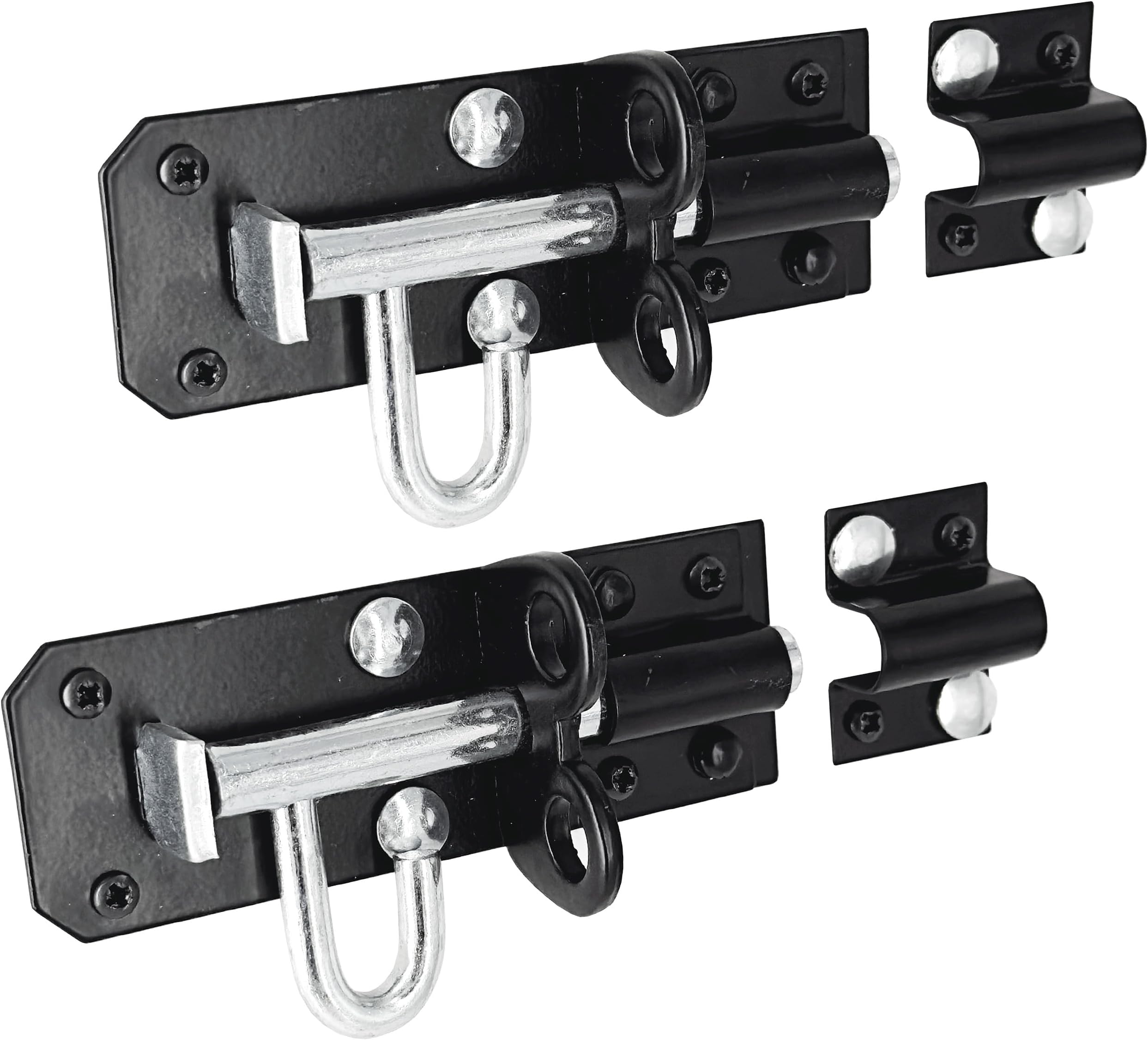 XFORT® 2 Pack Heavy Duty Tower Bolt Black 100mm (4"), Door Lock Bolt ...