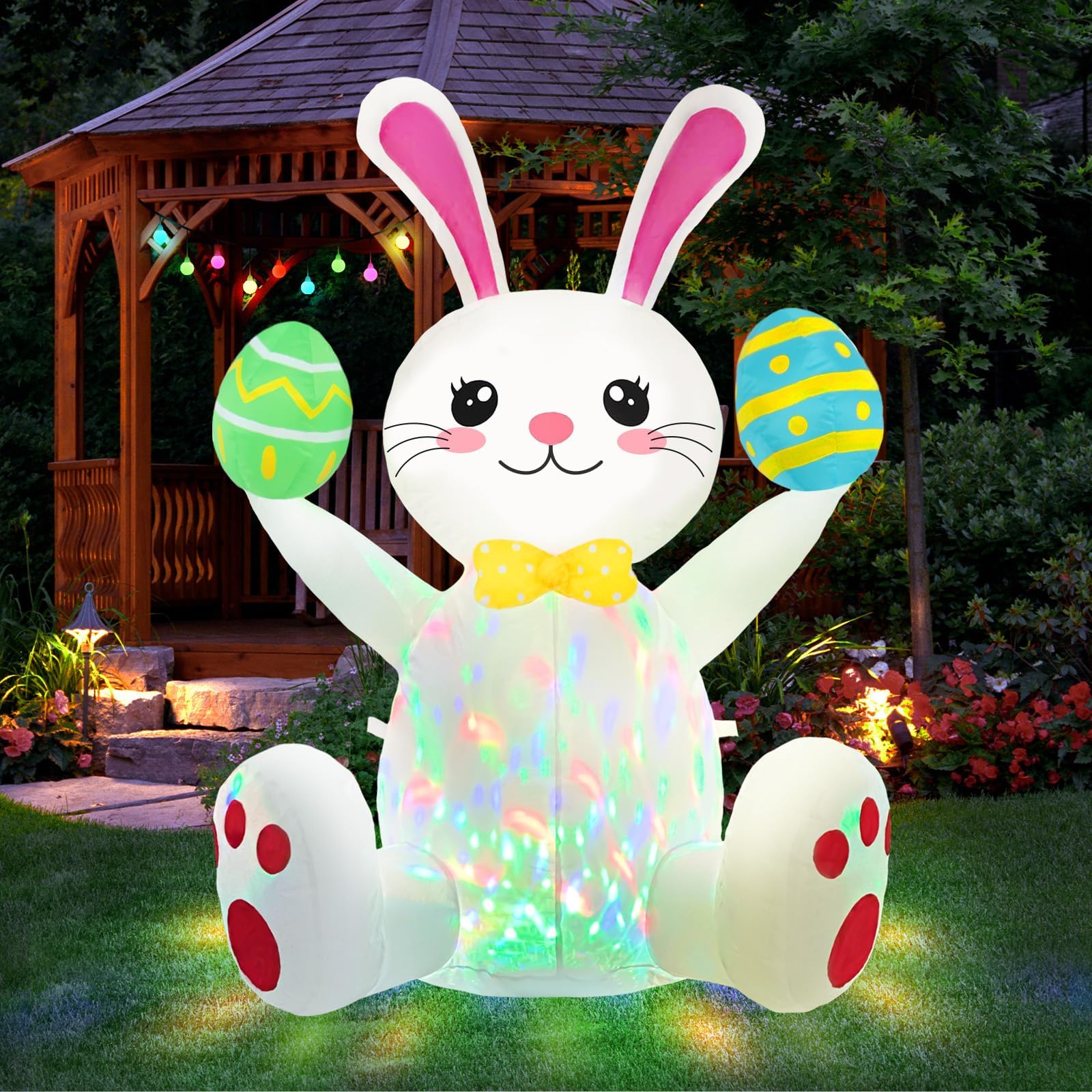 Amazon.com: 3.5 Foot Happy Easter Bunny Airblown Inflatable : Patio ...