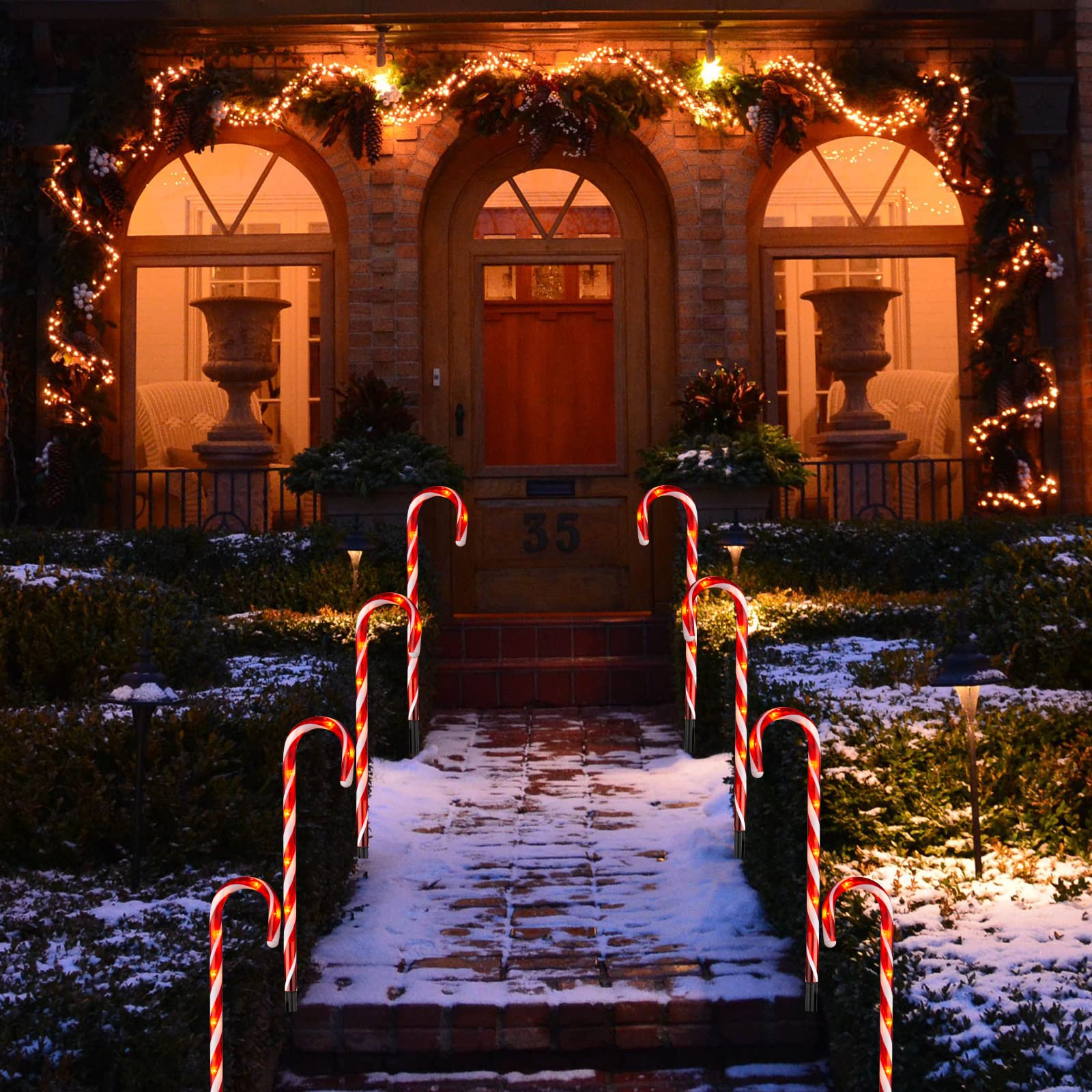 PEIDUO Candy Cane Lights 17.25â€? Set of 8 Path Light Replacement ...