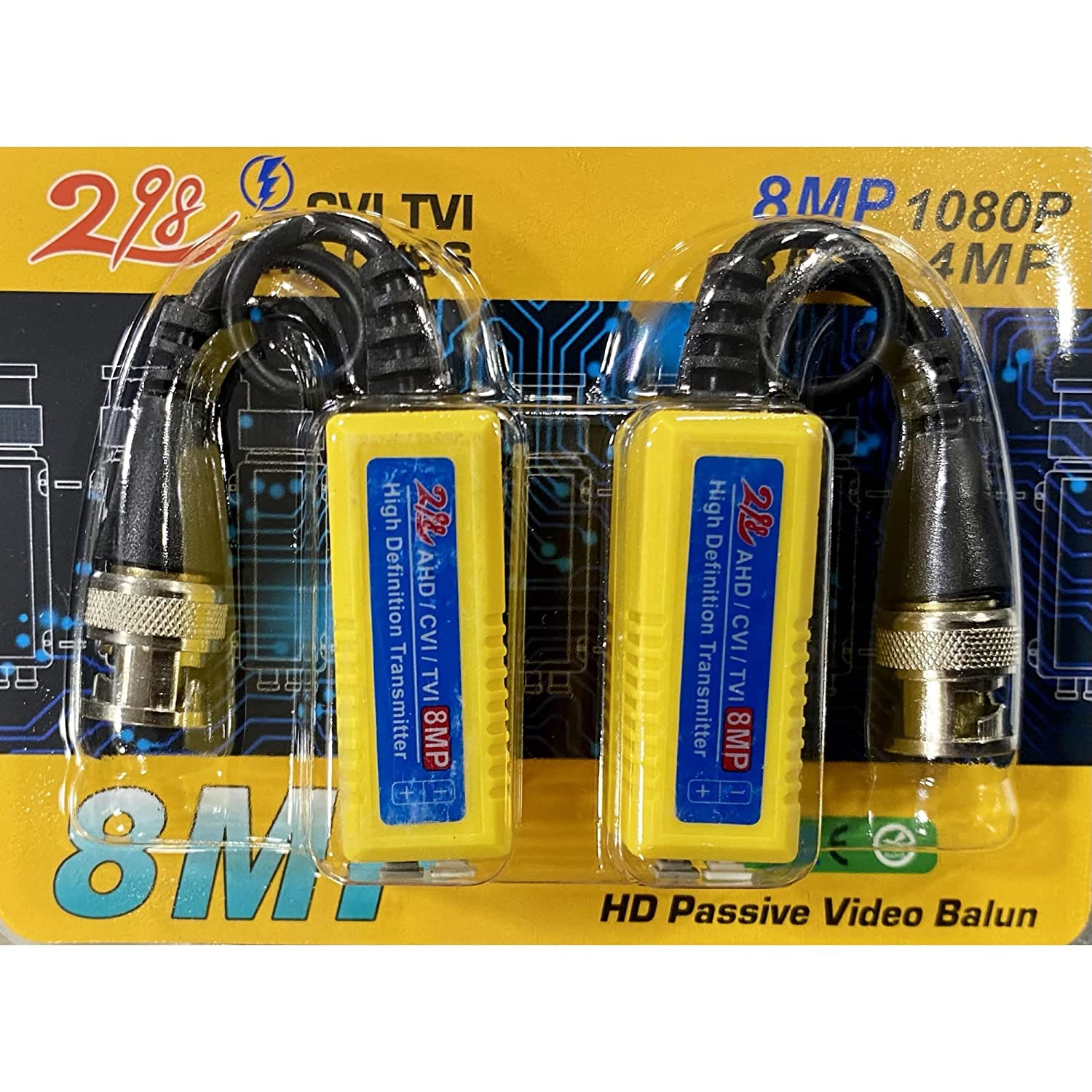 SOLIX® 8MP-4K Passive HD BNC Video Balun Transceiver Transmitter Via ...