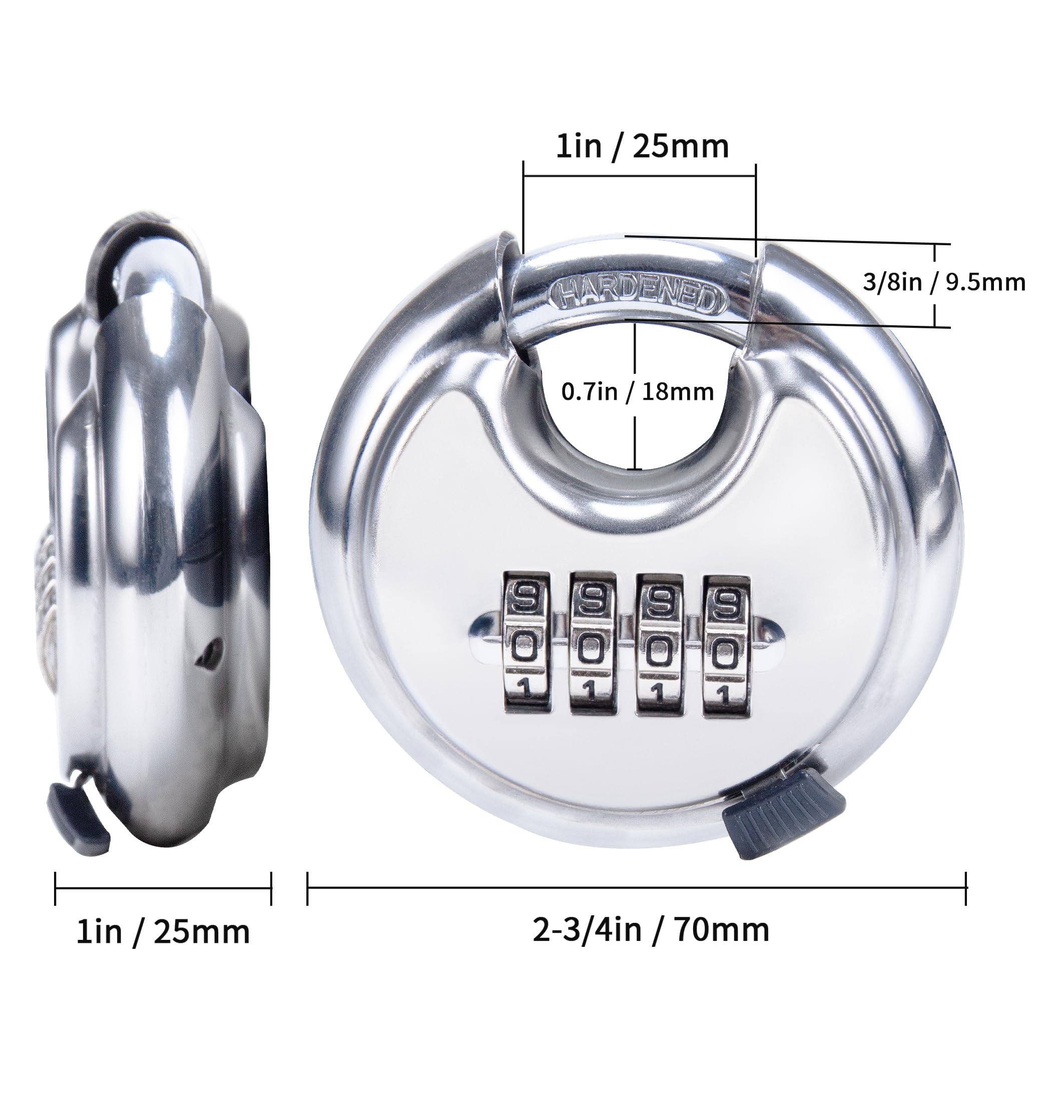 Snapklik.com : Combination Lock, 2 Pack 70mm Waterproof Steel 3/8 Inch ...