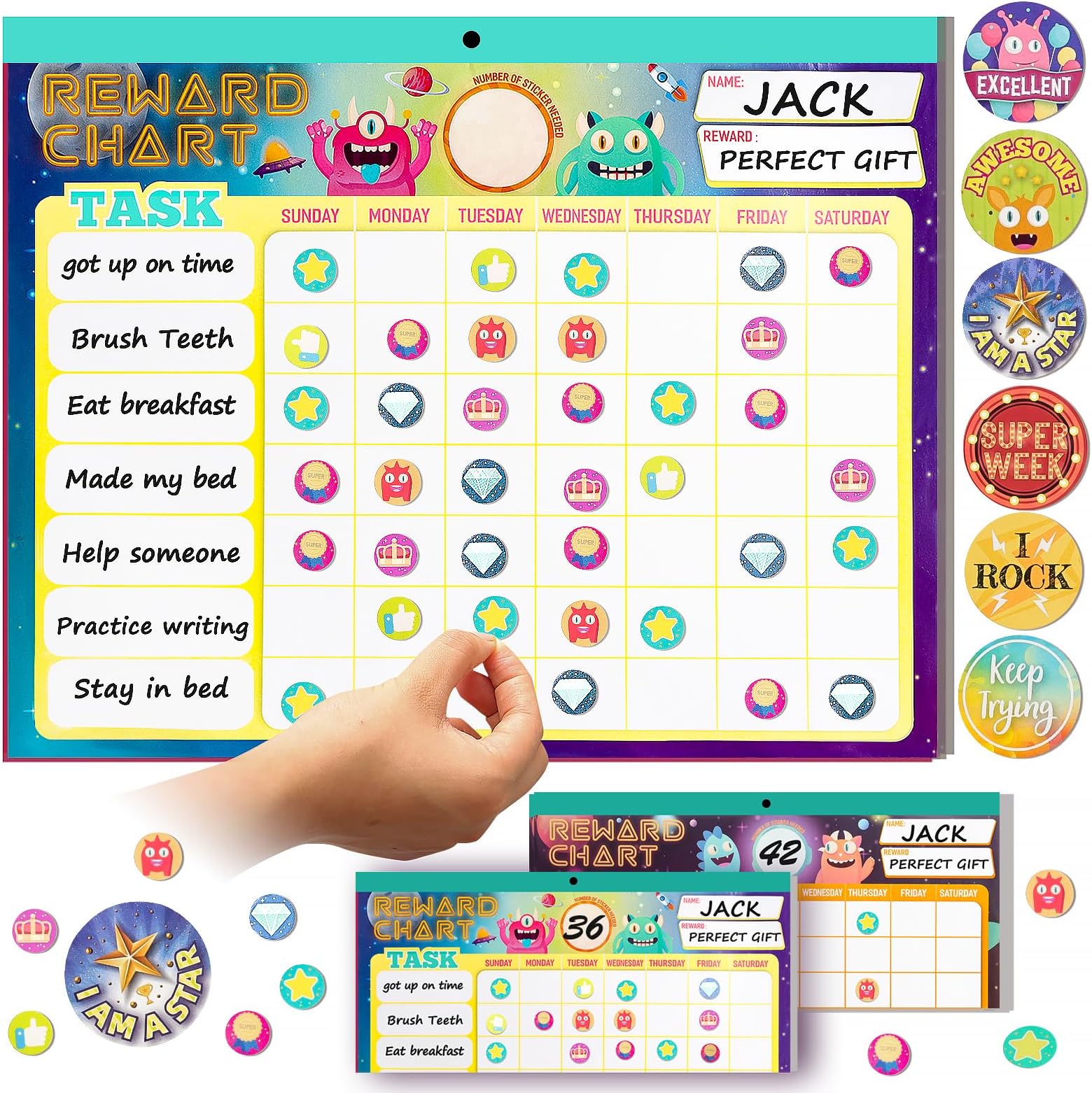 Amazon.com: Magnetic Chore Chart Dinosaur Reward Chart Behavior Chart Daily to Do List Dry Erase ...