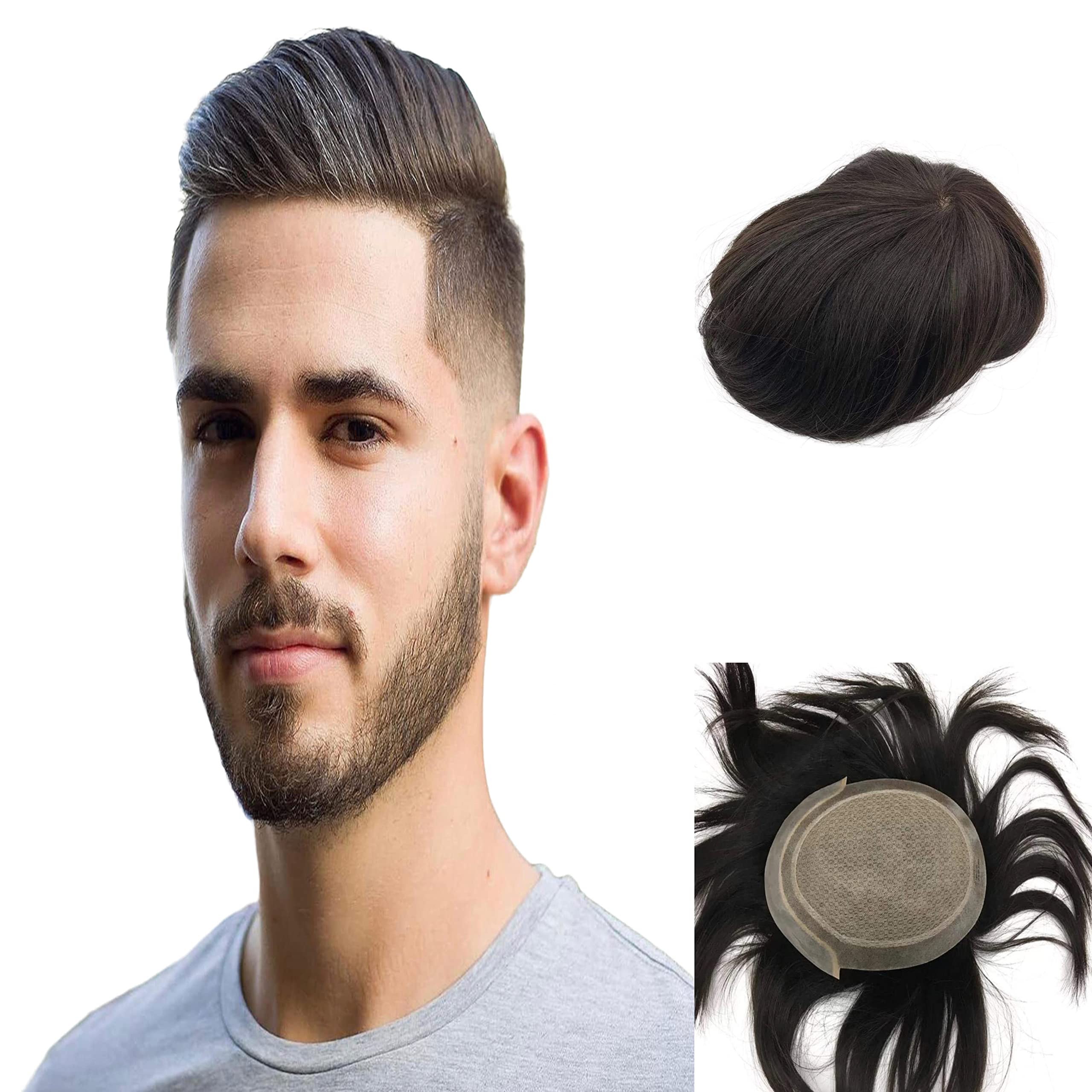 Glorious Hub® AUSTRALIAN 2 Layer SILK BASE Hair Patch for Men 100% Natural Remy Human Hair ...