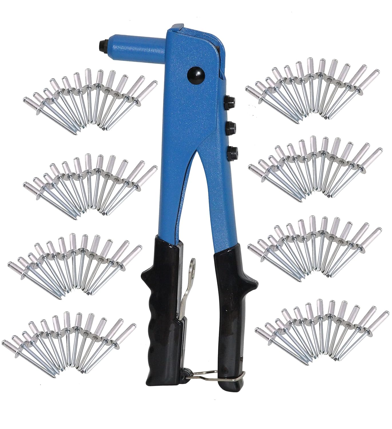 Digital Craft Rivet Gun Kit with 80 Pcs 2.4mm/3.2mm/4.0mm/4.8mm Anti-Slip Hand Riveter Set Ideal ...