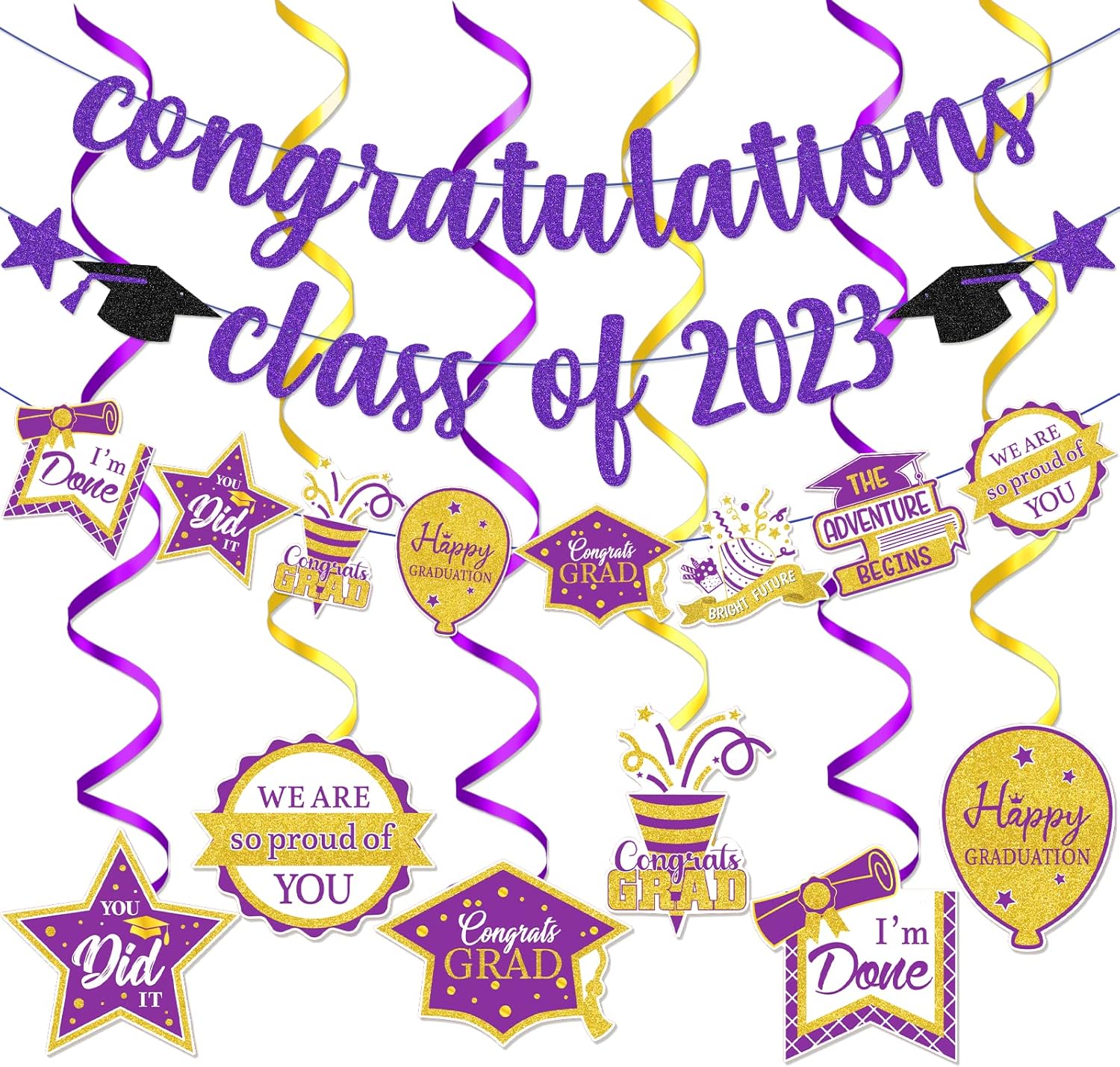 Amazon.com: Purple and Gold Congratulations Class of 2023 Banner Purple ...