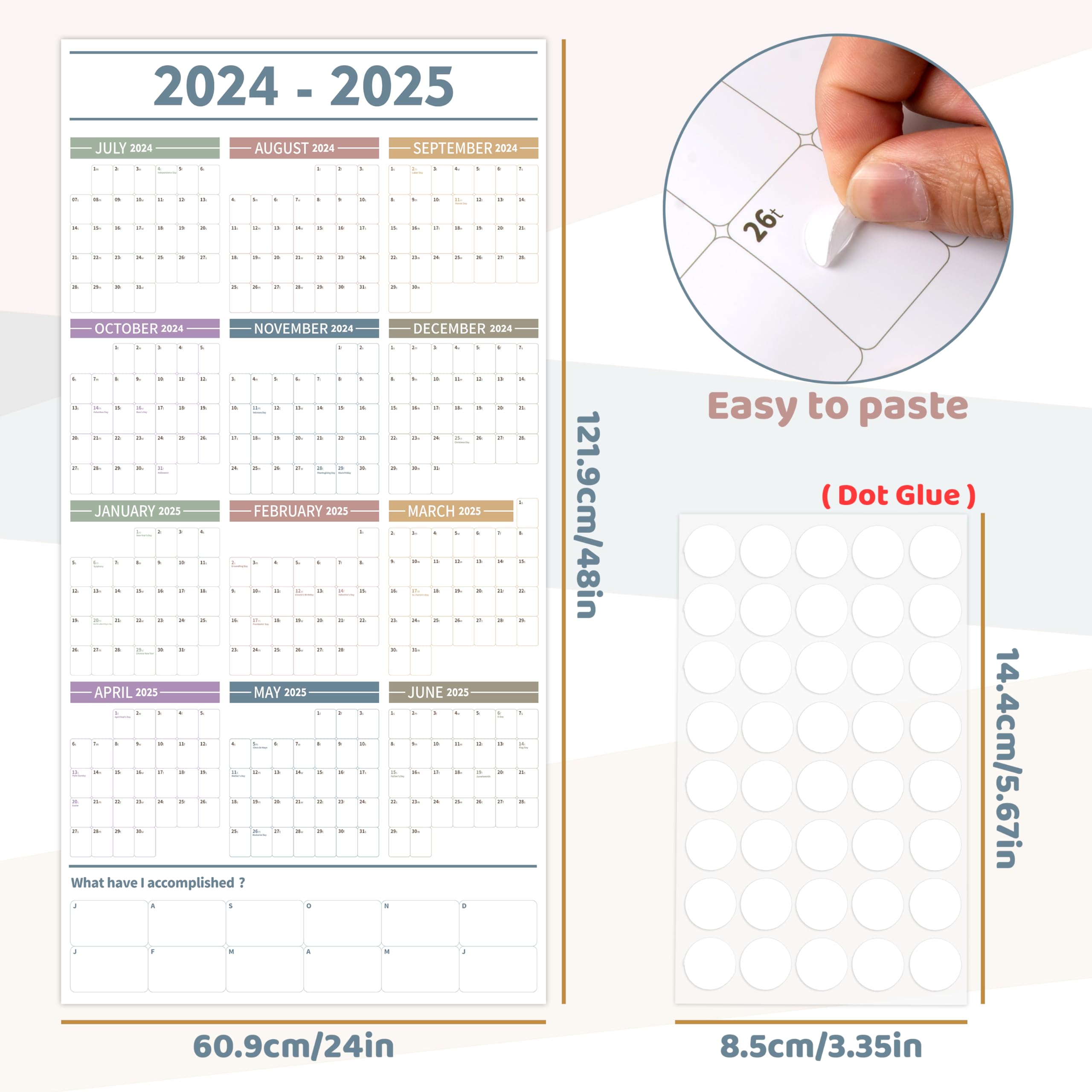 Snapklik.com : GuassLee Large Yearly Wall Calendar 2024-2025, Full Year ...