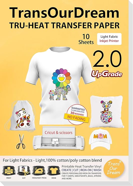 TransOurDream Tru Iron On Heat Transfer Paper For Light Fabric 10 transourdream-tru-iron-on-heat-transfer-paper-for-light-fabric-10