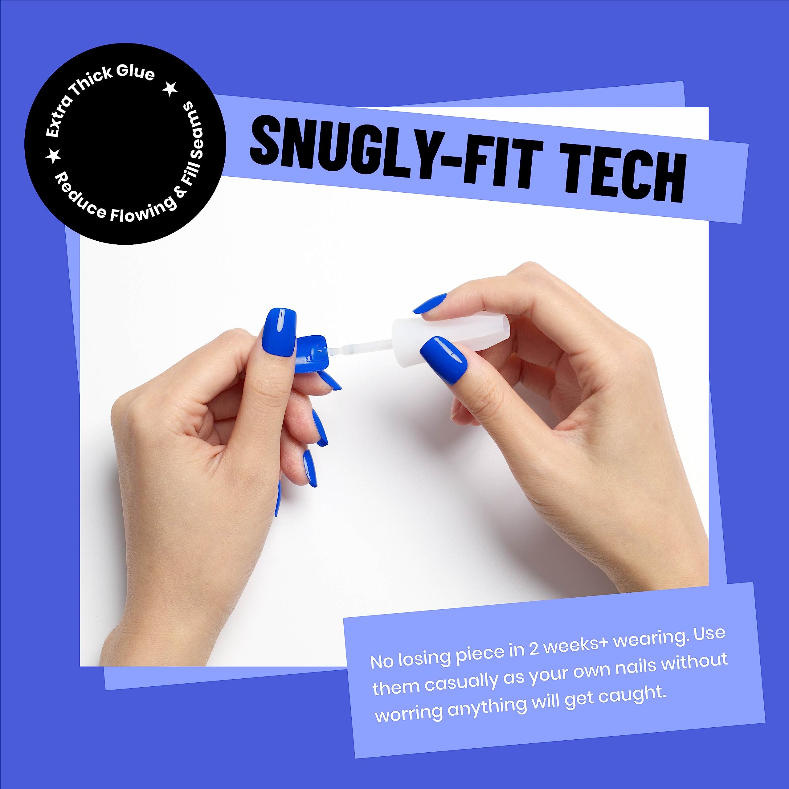 Press on Nails Short Square,Fake Nails Navy Blue Color,Veda Tinda ...