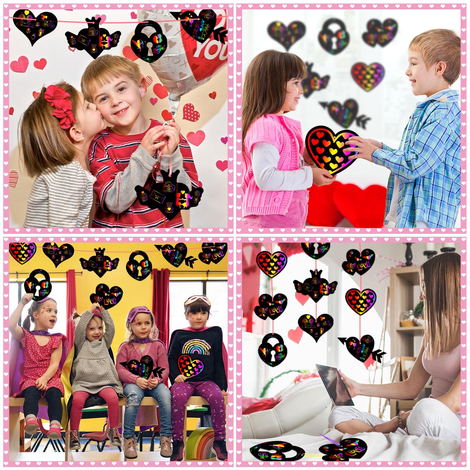 Snapklik.com : Valentine Crafts For Kids, 36 Pack Heart Shape Scratch ...