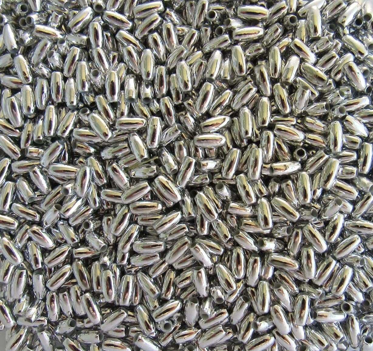 Amazon.com: Pearl Metallic Silver Oat/Rice 3mm x 6mm UPOV Acrylic/Faux ...