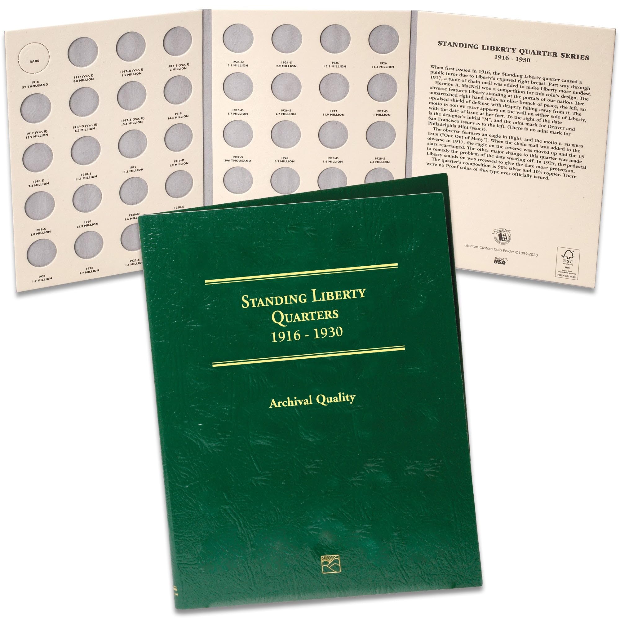 Amazon.com: Littleton Coin Company 1916-1930 Standing Liberty Quarter ...