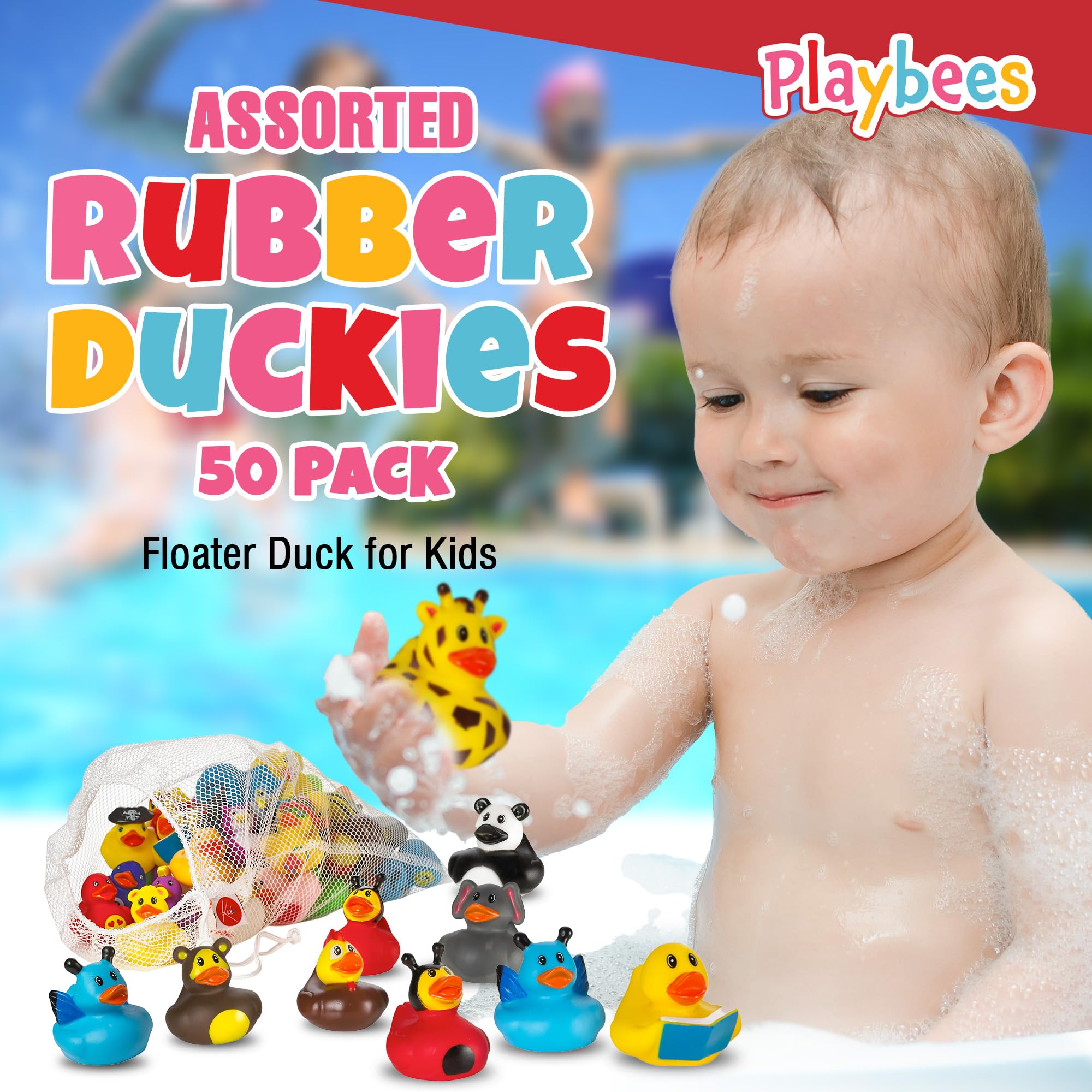 Playbees Assortment Rubber Duck Toy Duckies for Kids - 50 Pack ...