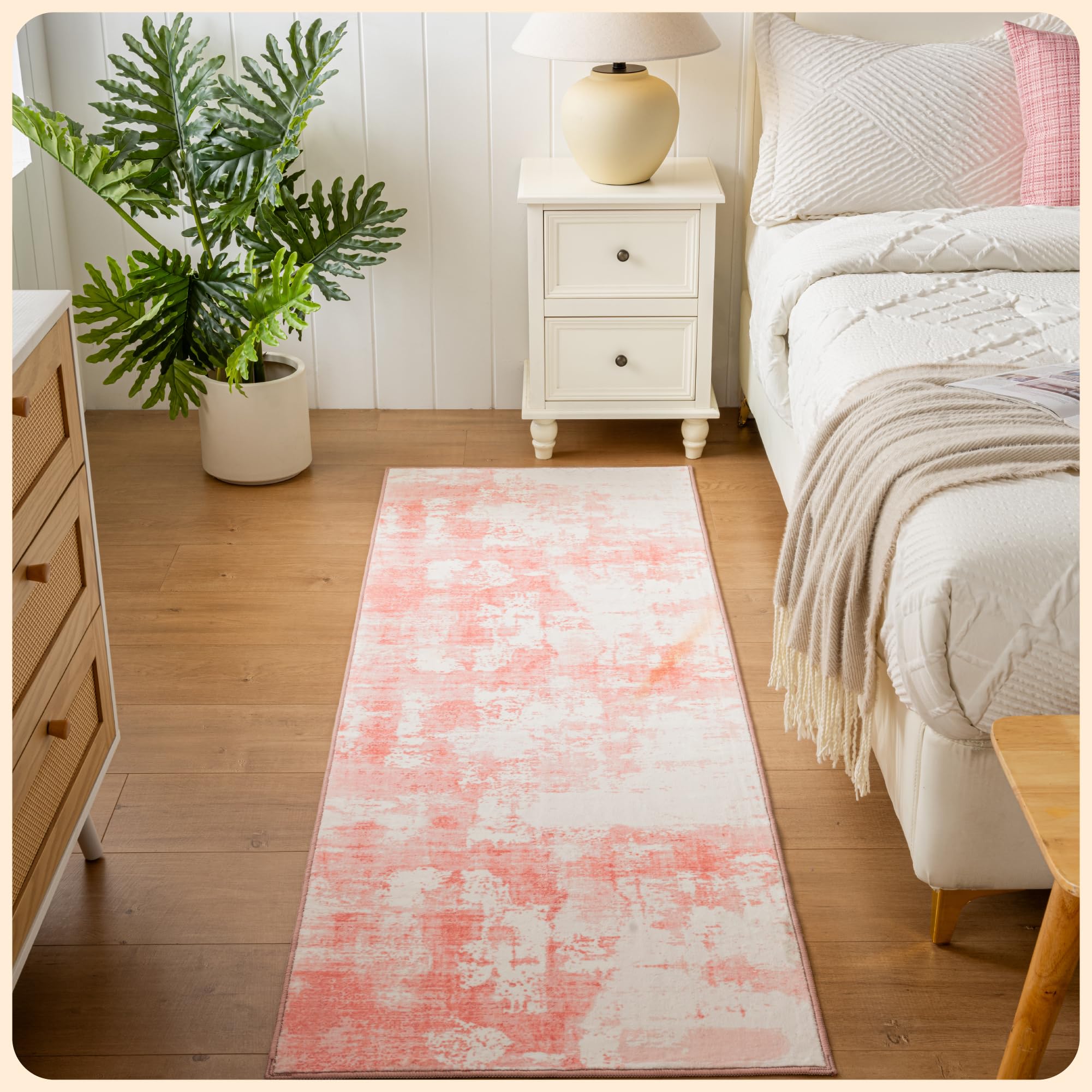 Amazon.com: Istana Hallway Runner Rug 2x6 - Pink Kitchen Rugs Non Slip ...
