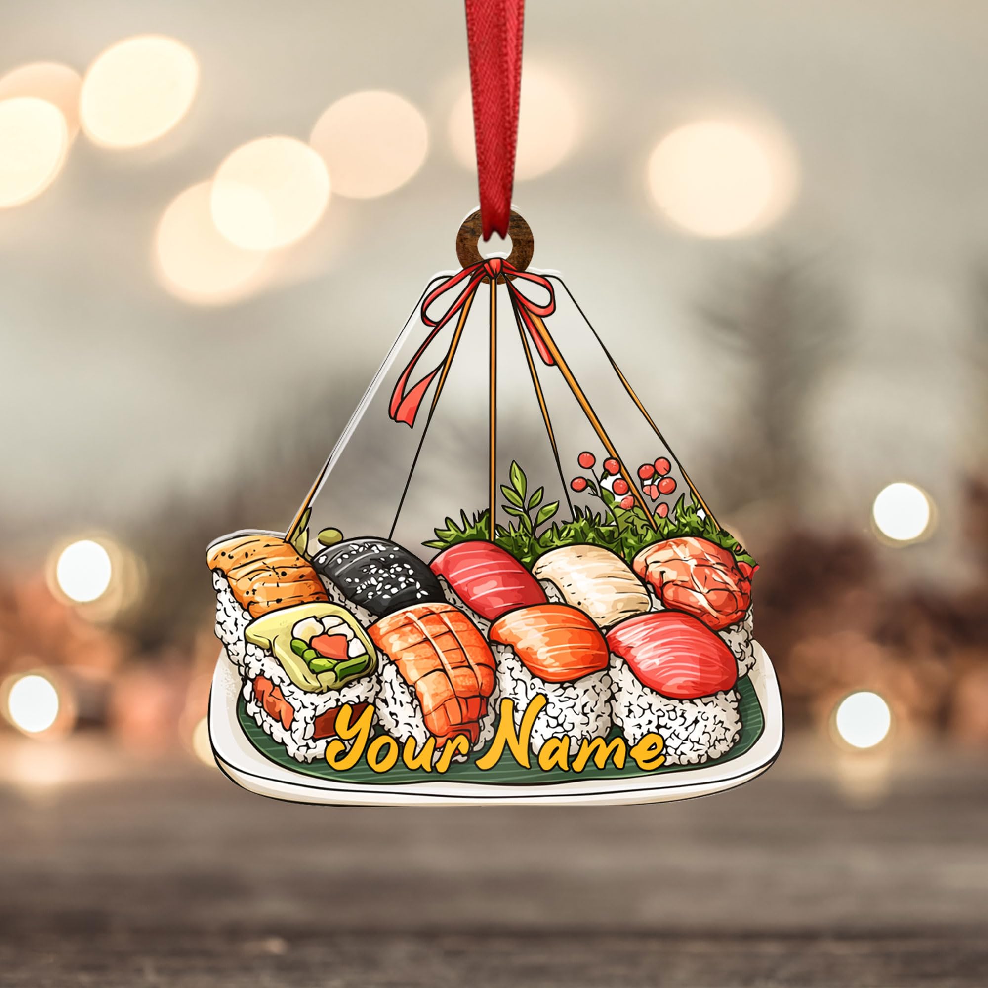 Amazon.com: Personalized Sushi Christmas Tree Ornament, Sushi Ceramic ...