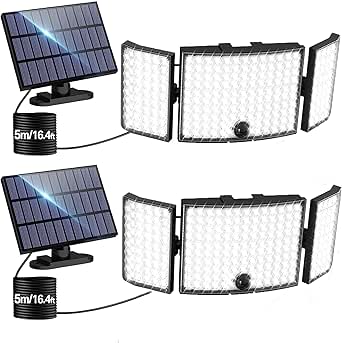 CLAONER Motion Sensor Outdoor Solar Lights - 3500LM 234 LED With Remote Control, IP65 Waterproof ...