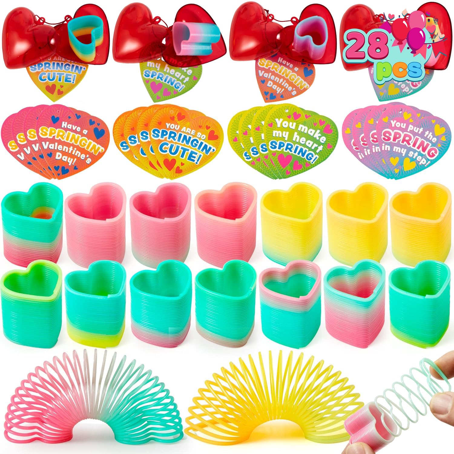 Amazon.com: JOYIN 28 Packs Valentines Day Gift for Kids Rainbow Springs ...