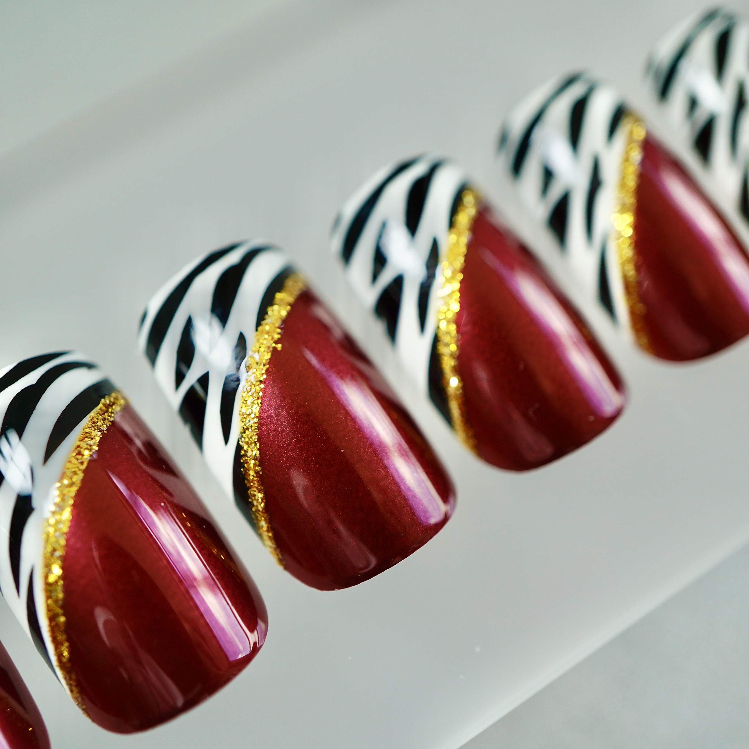 Red Zebra Print Nails