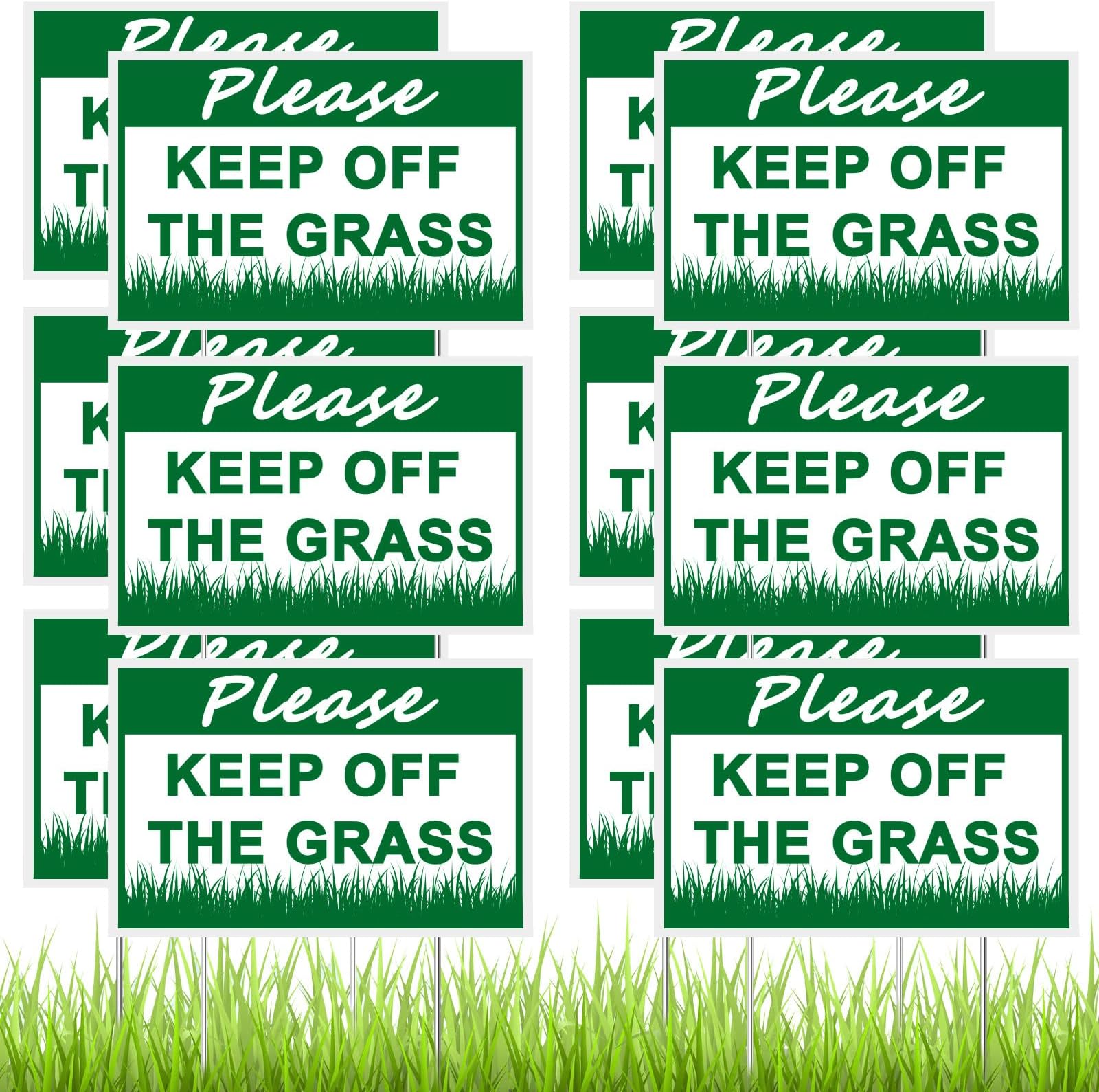 Amazon.com : Blulu 12 Pcs Please Keep Off Grass Sign with Stakes 8 x 12 ...