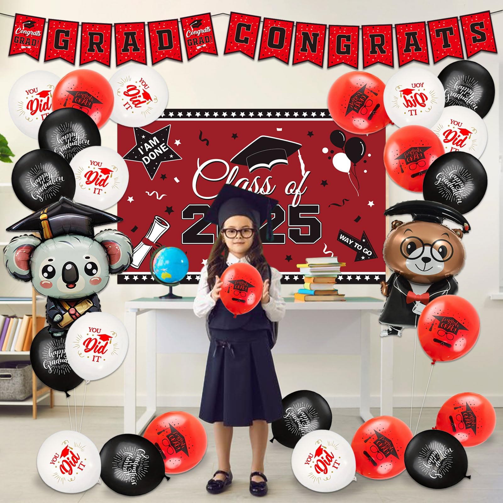 Snapklik.com : Graduation Decorations Class Of 2025 Red Themed - 2025 ...