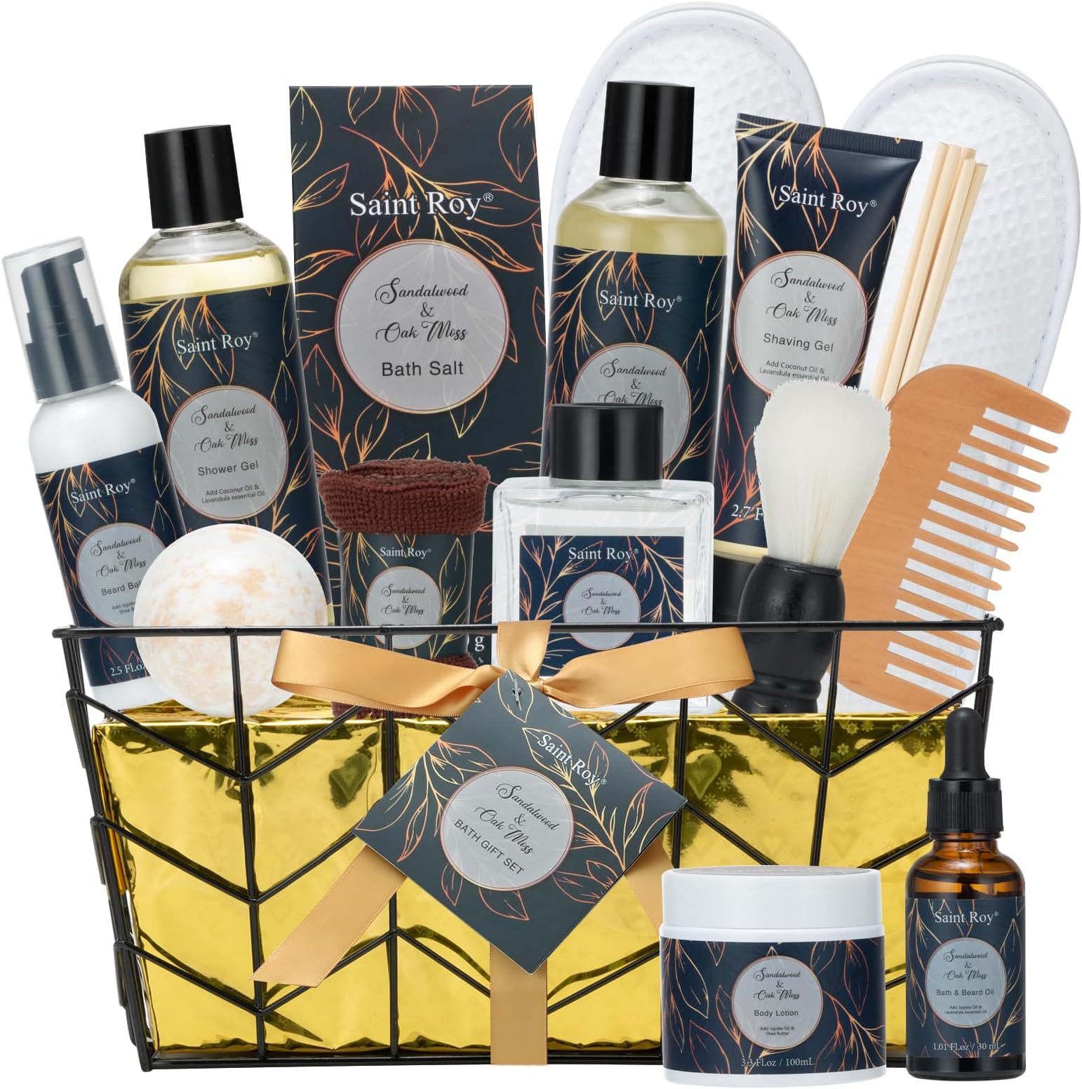Amazon.com : Spa Gift Basket, Body Wash Men, 13pcs Sandalwood & Oak ...