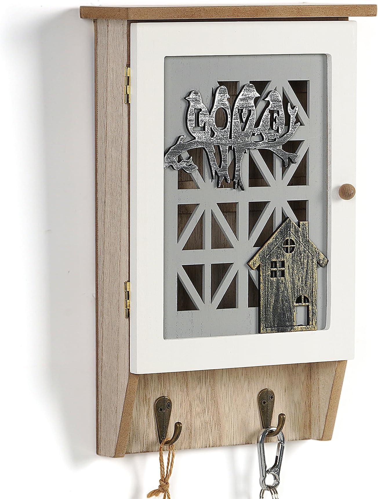 Amazon.com: AHUONEL Wooden Key Holder for Wall Key Cabinet, Decorative ...