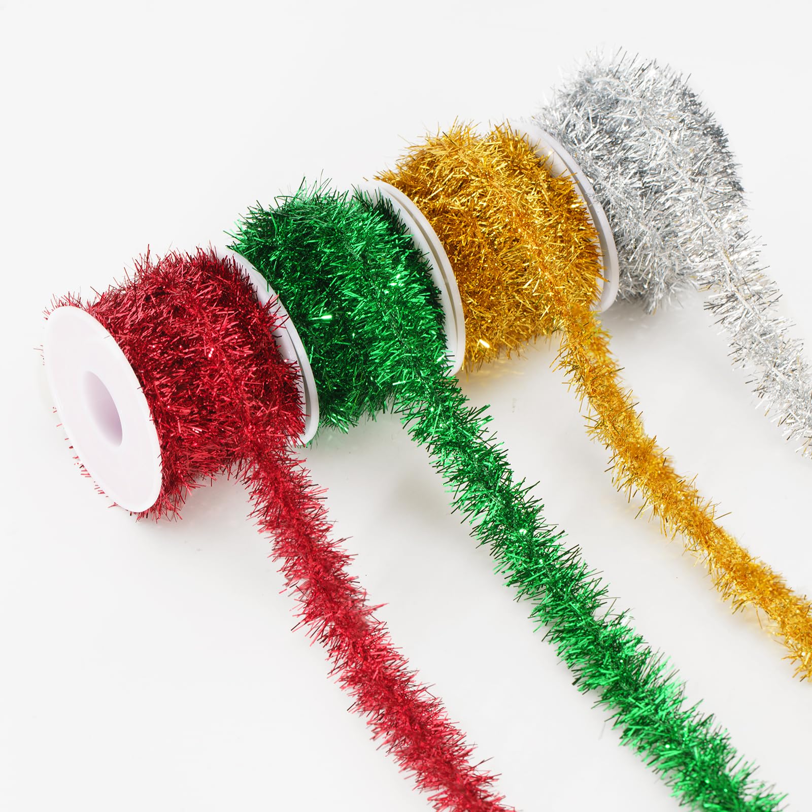 Amazon.com: KINGLAKE Christmas Tinsel Ribbon,Christmas Tree Tinsel ...